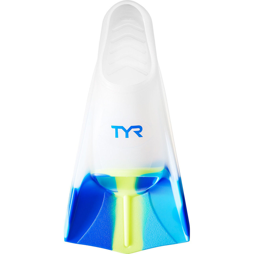 TYR Stryker Silicone Swim Fins for Training and Racing, Blue/Yellow ...