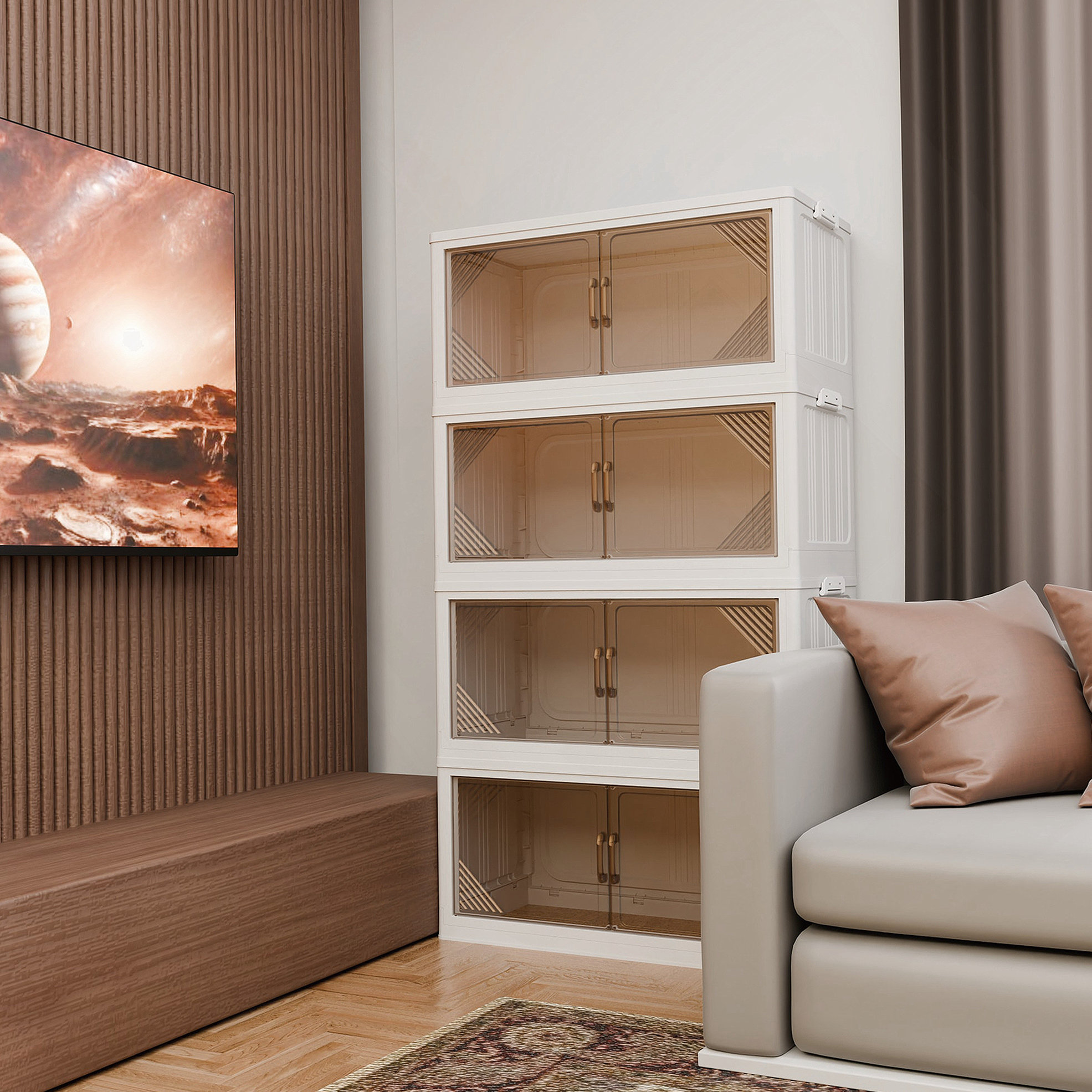 Rebrilliant 2-Pack 35.4’’ Wide Transparent Plastic Storage Cabinets for ...