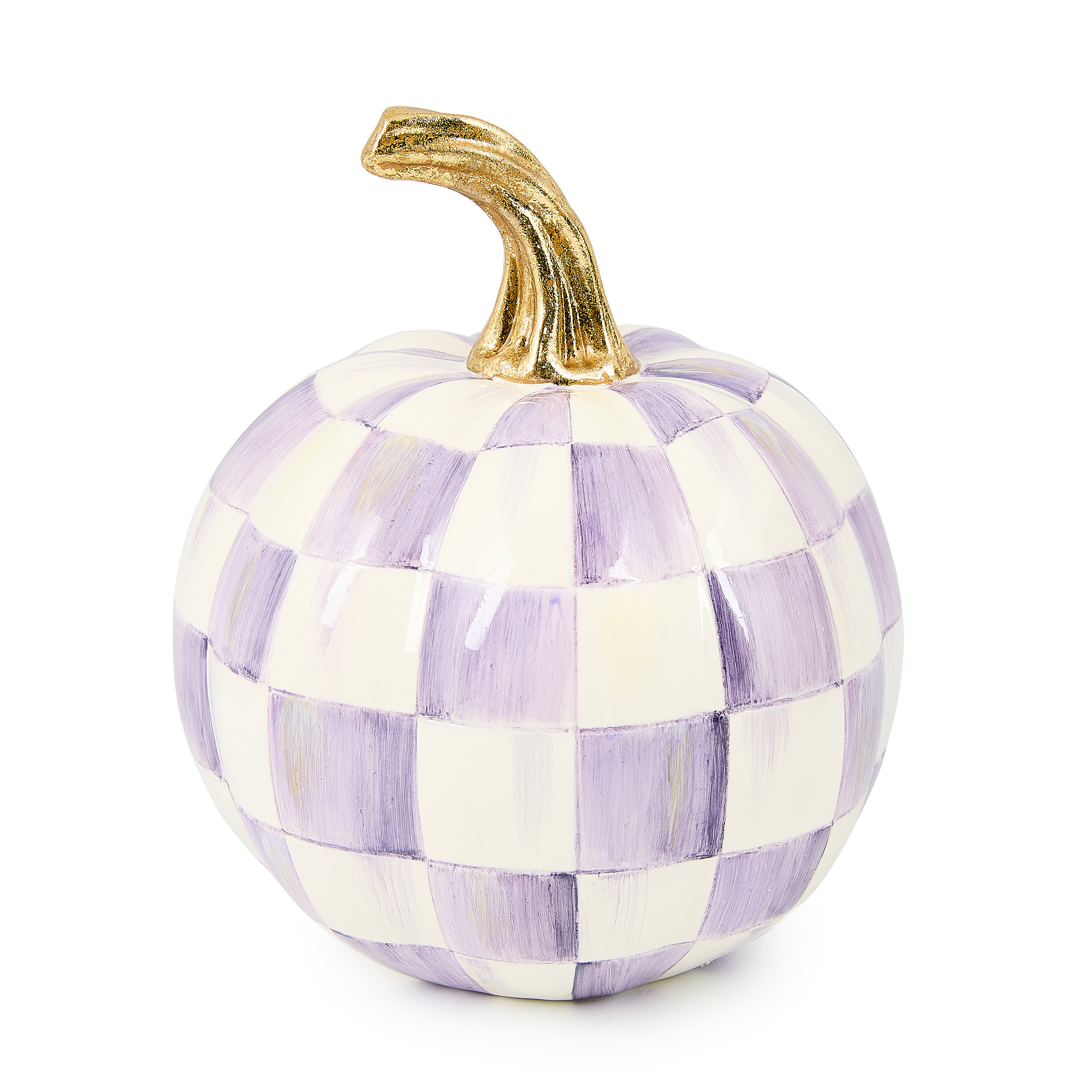 MacKenzie-Childs Violet Check Cascade Floral Pumpkin | Birch Lane