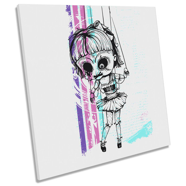 Happy Larry Puppet Dancer Girl Picture CANVAS WALL ART Square Print ...