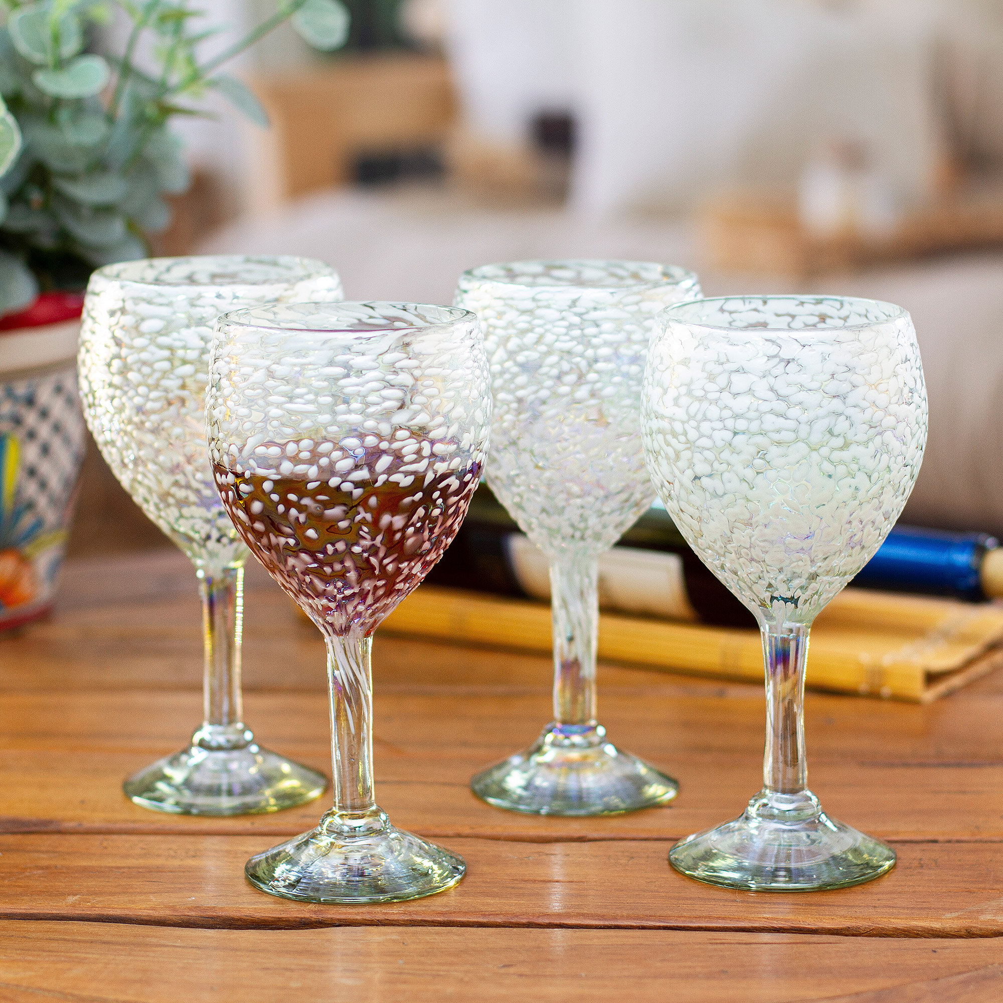 Orren Ellis Capricorni Handmade Frosted White Handblown Recycled Glass ...
