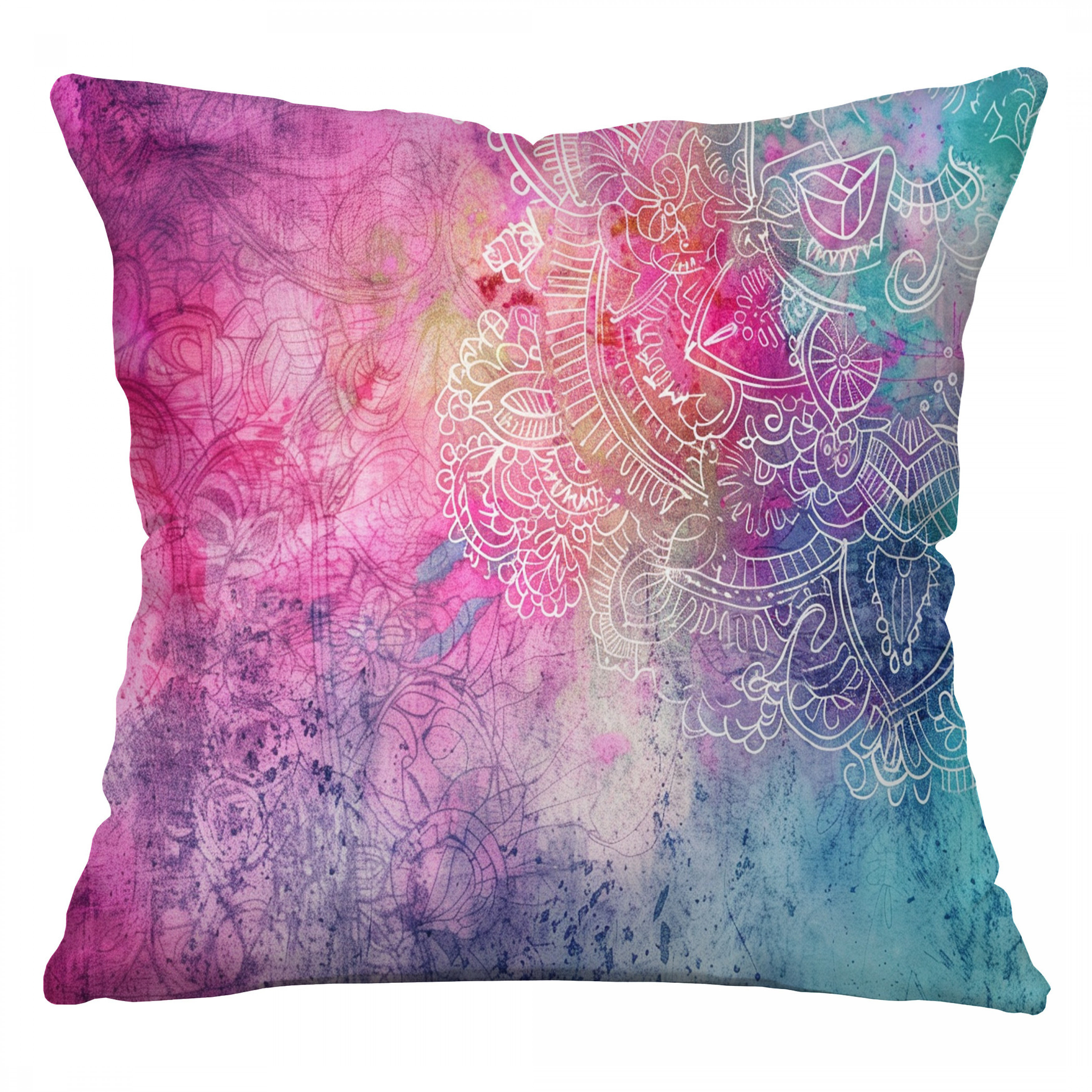 VisionDecor Mandala Artwork Throw Pillow, Floral Cotton Twill Pillows ...
