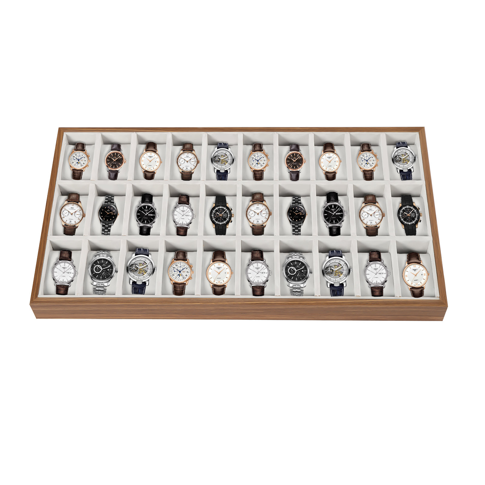 Union Rustic 30 Slots Wooden+Flannel Display Watch Box & Reviews | Wayfair