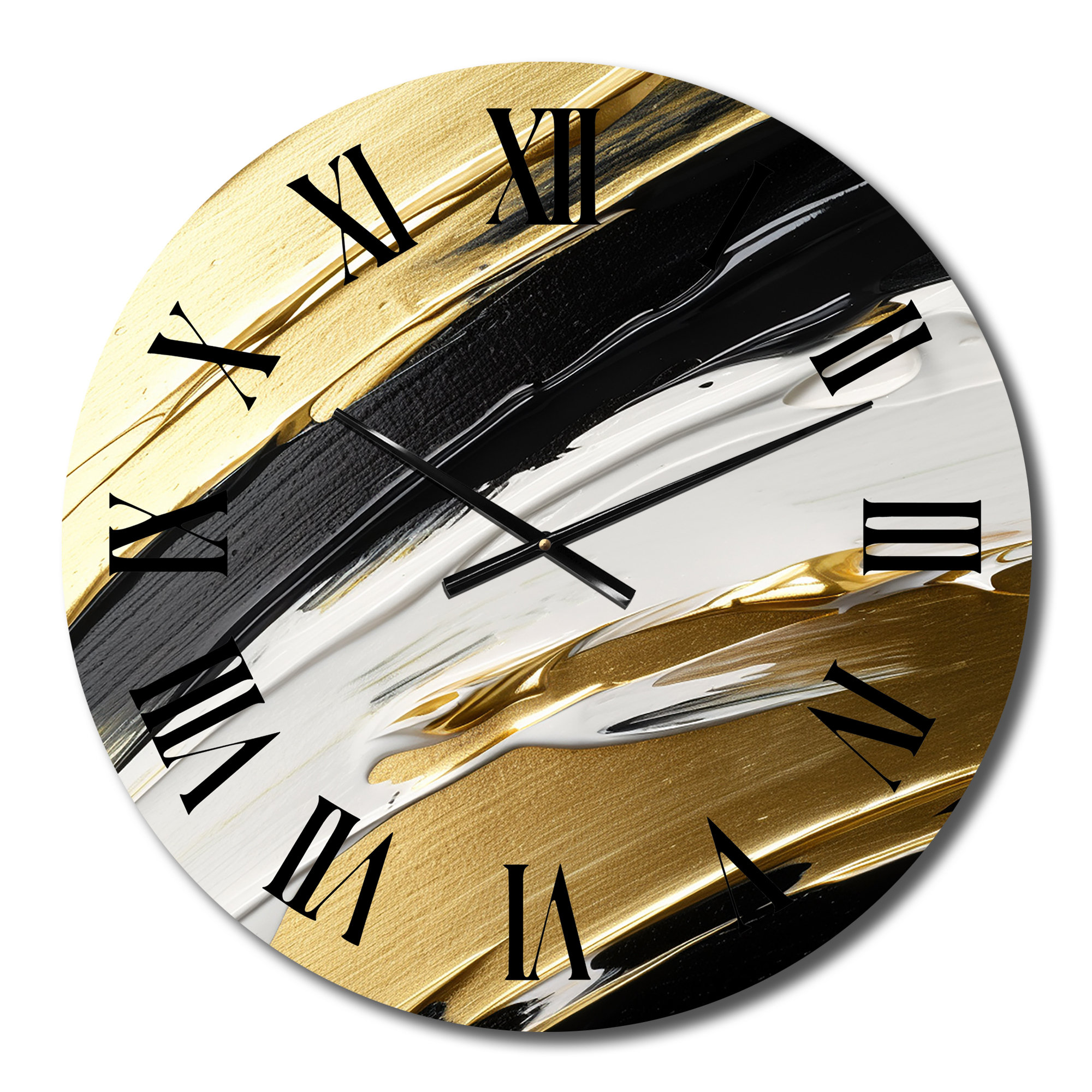 Design Art Waves Of Midnight Passion Abstract Black Gold Metal Wall ...