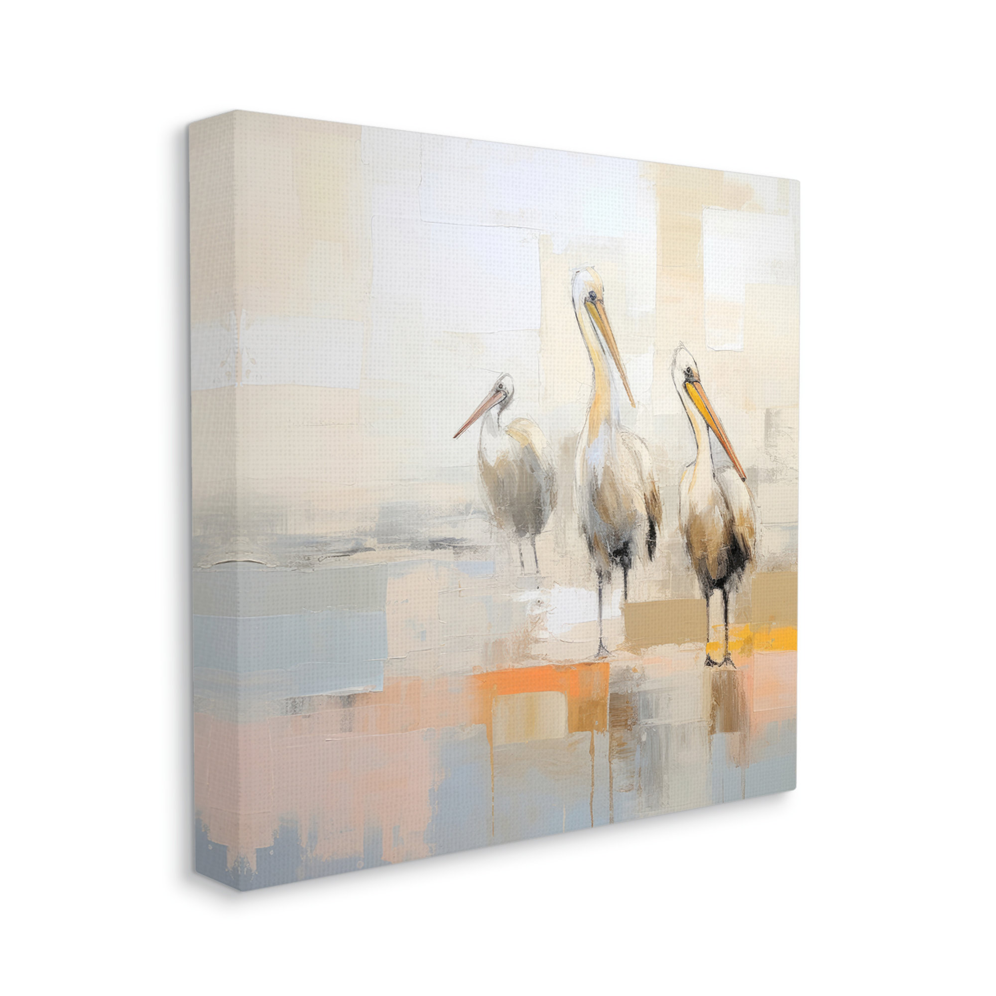 Highland Dunes Three Pelicans Abstract On Canvas by Irena Orlov Print ...