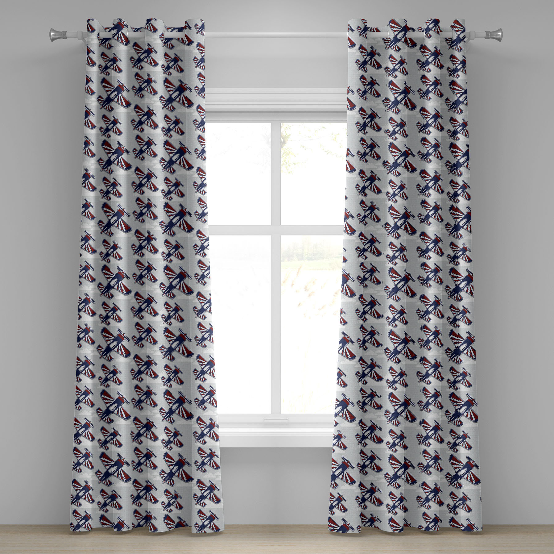 Ambesonne Airplane Grommet Curtain Decorative 2-Panel Window Drapes, 50 ...
