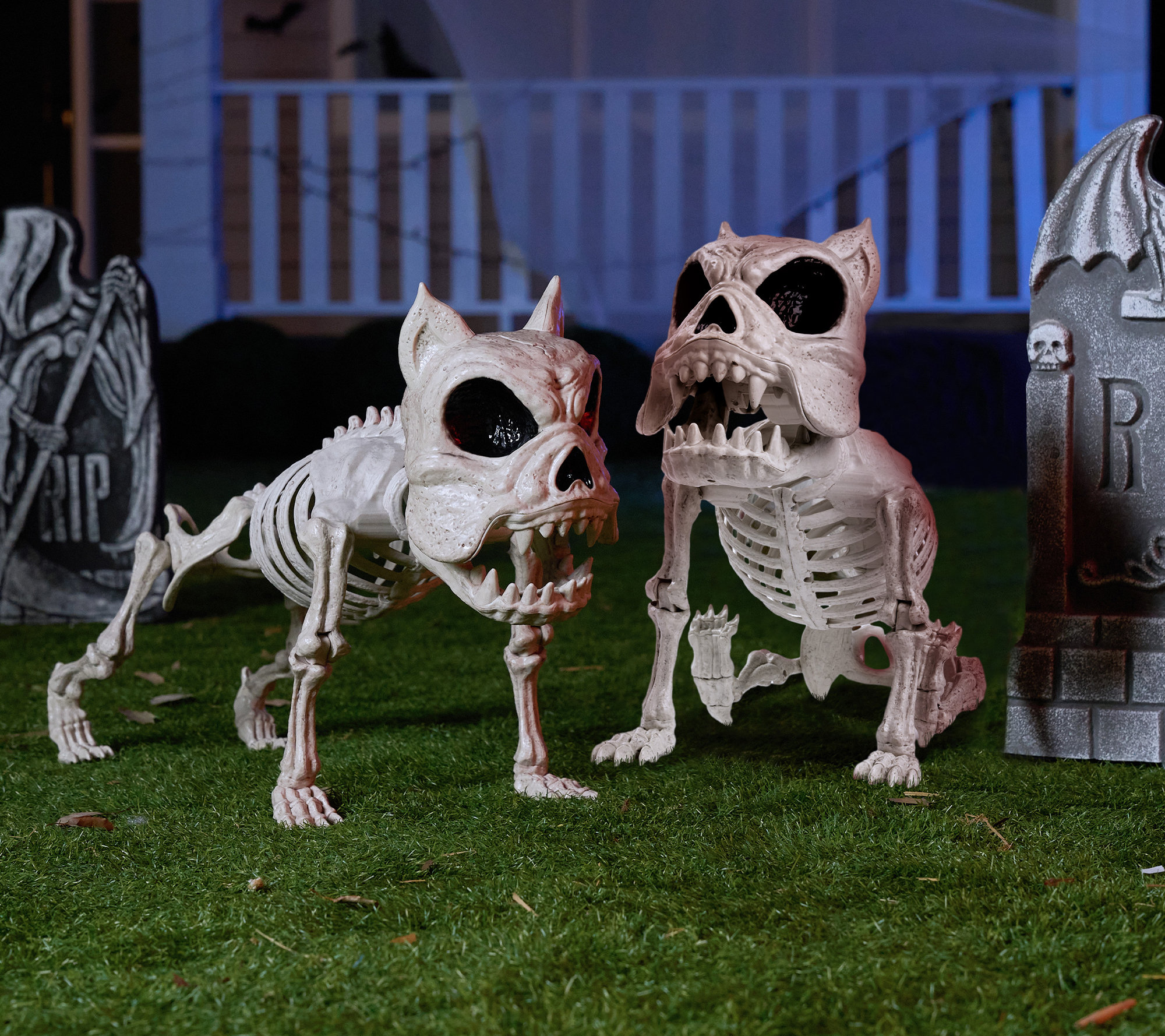 The Holiday Aisle® 2Pcs 16" Posable Dog Skeleton Decor | Wayfair