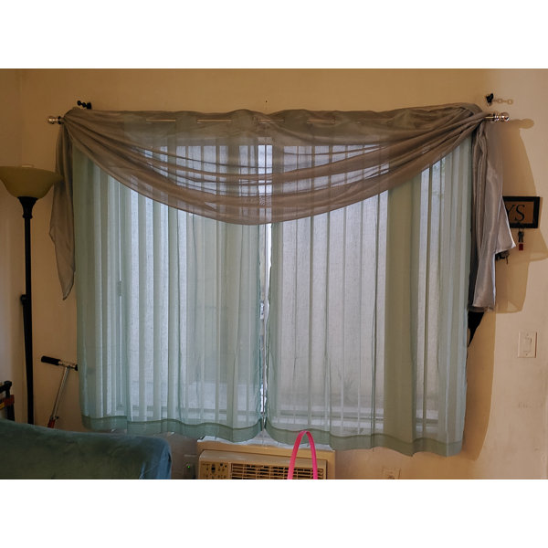 Latitude Run® Luxury Soft Gray Semi Sheer Curtain Scarf 144 Inches Long ...