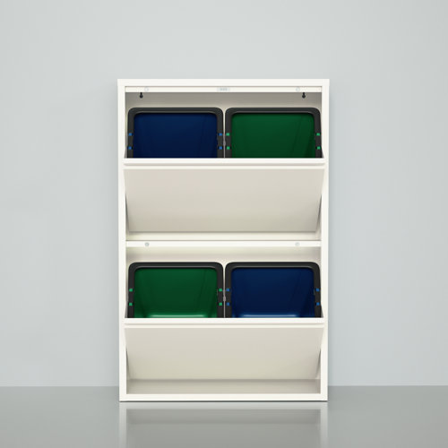 EuropeanFurniture Metal Open Multi-Compartments Trash & Recycling Bin ...