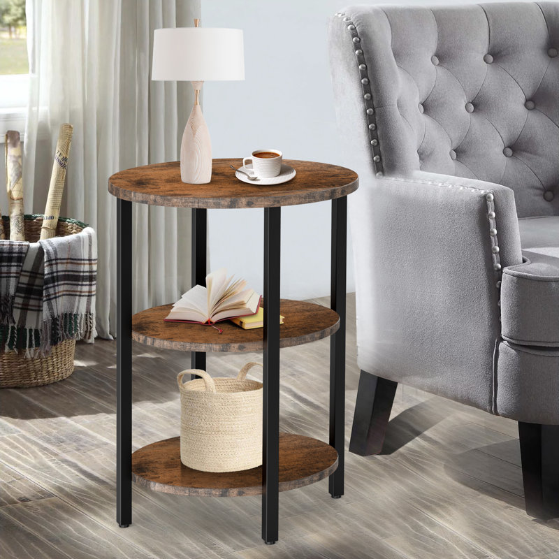 17 Stories Jakwan Oval End Table with 3-Tier Storage Shelves & Reviews ...