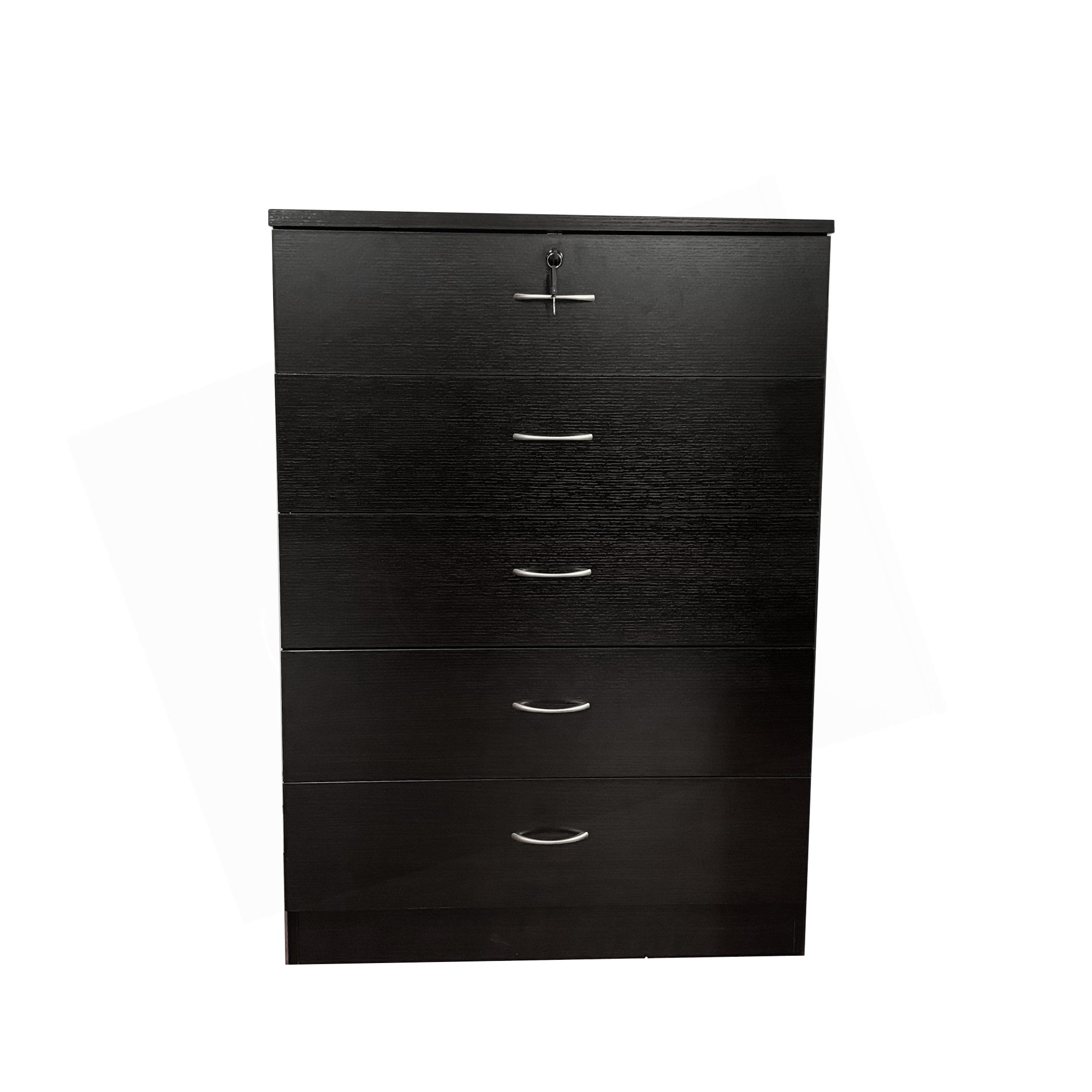Ebern Designs Five Drawer Chest Metal Handles Locking Top Drawer Two ...