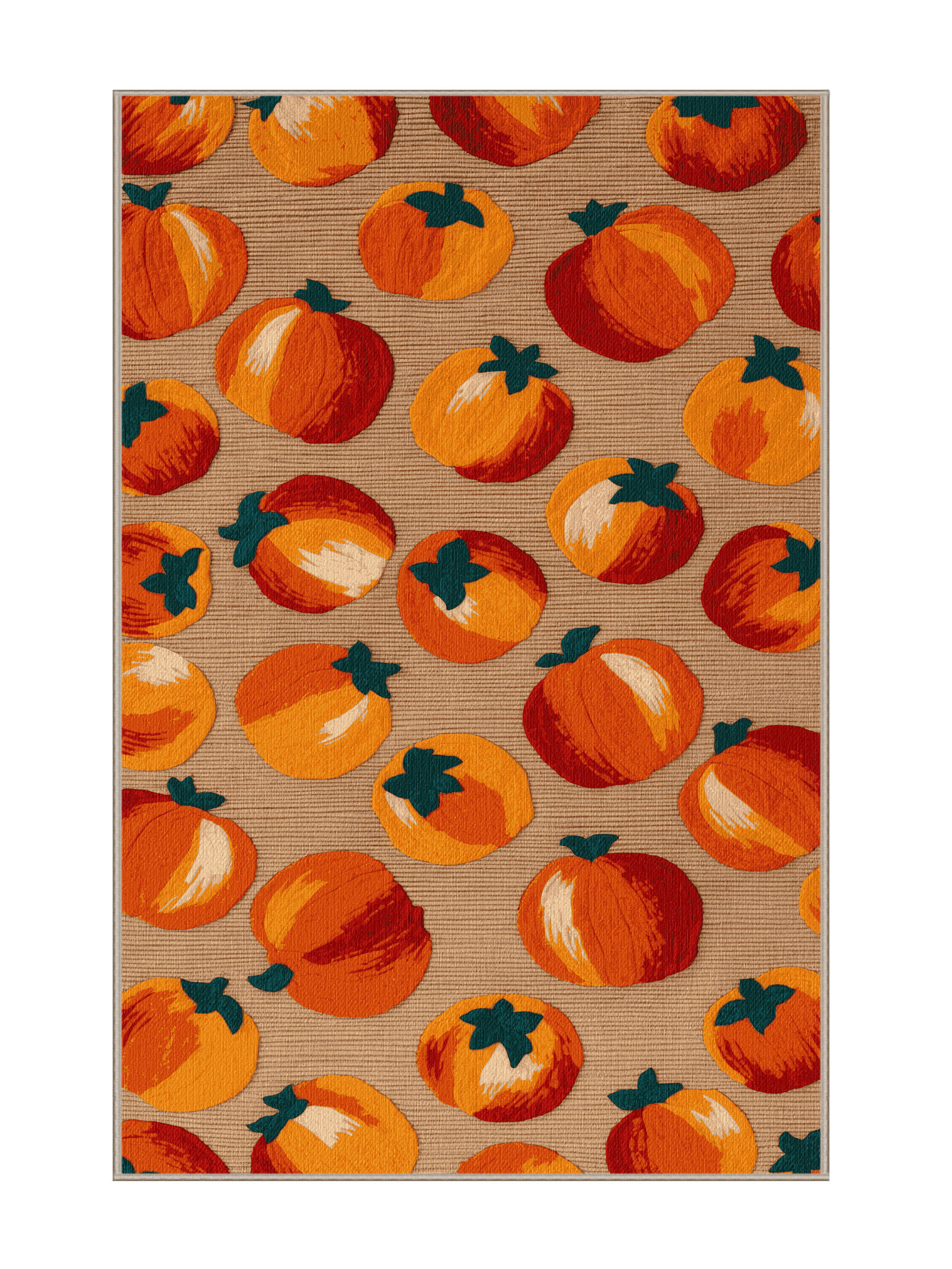 One Allium Way® Washable Persimmon Fruits Area Rug | Wayfair