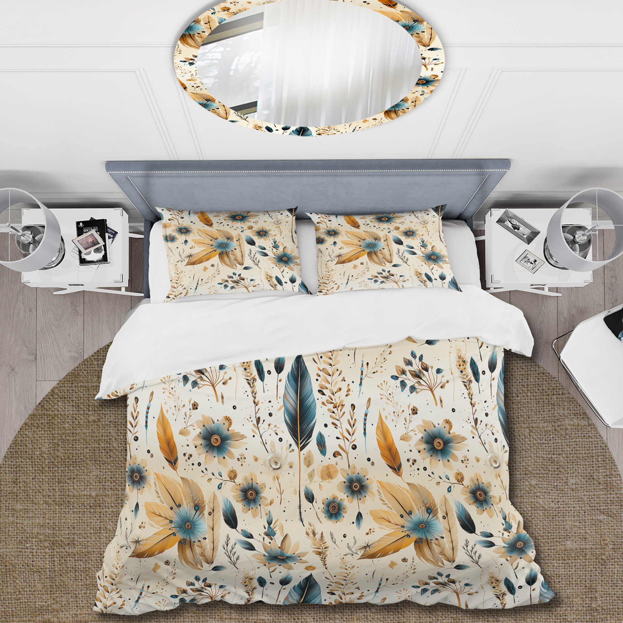 Design Art Rustic Gypsy Boho Pattern - Floral Duvet Cover Set ...