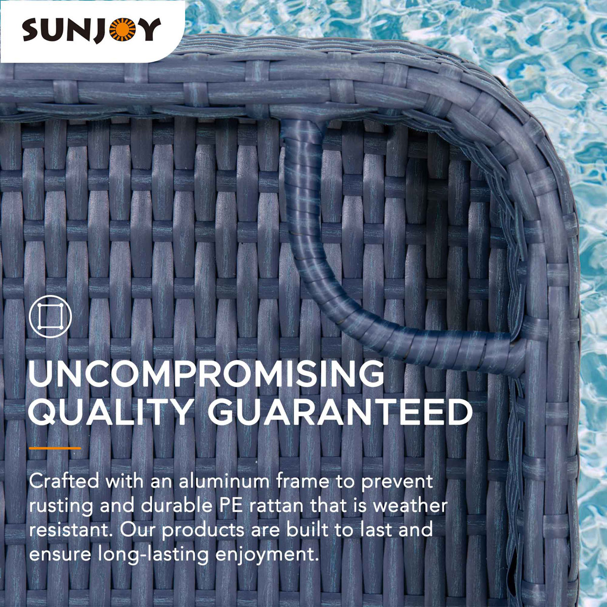Sunjoy Wicker Floating Tray 24x24 inch Aluminum Frame Pool Tray ...