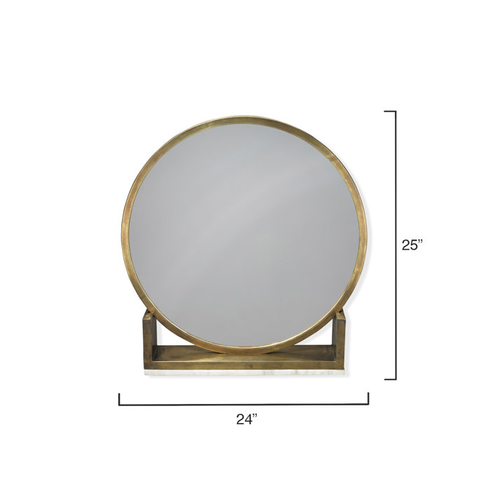 Birch Lane™ Marble Round Floor Mirror | Wayfair