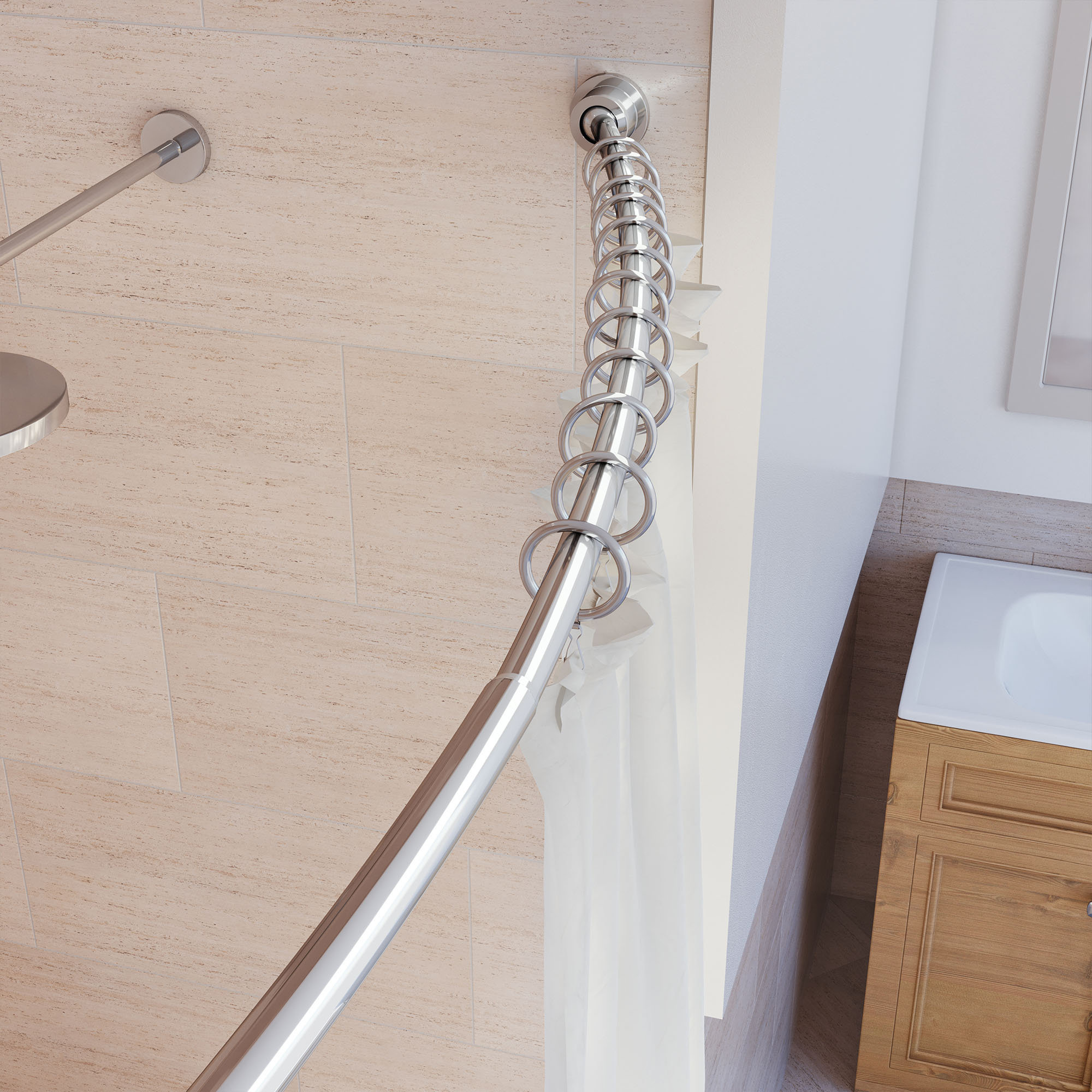 Gatco Hotel Comfort 42"- 72" Expandable Curved Shower Curtain Rod ...