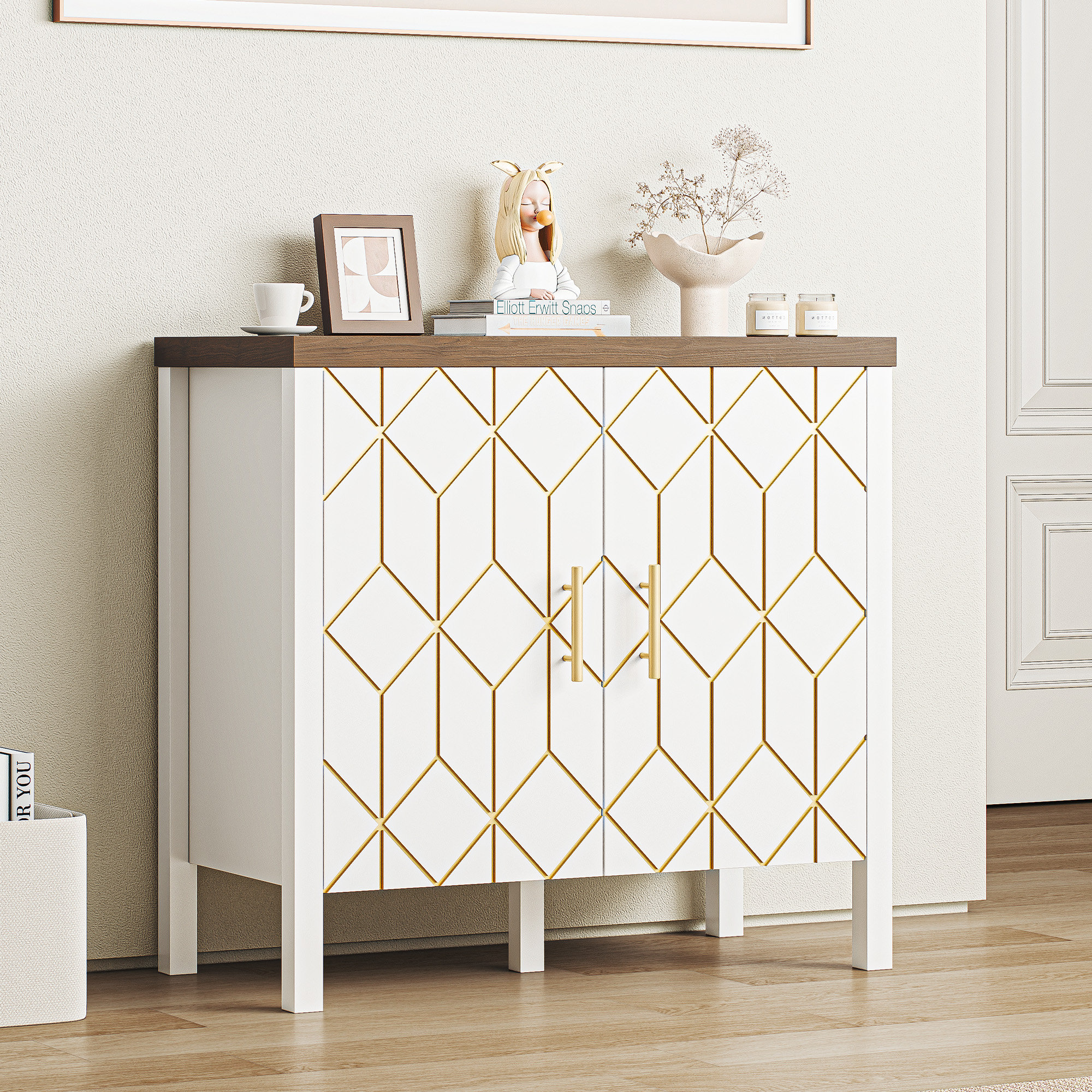 Mercer41 31.4" Sideboard And Buffet With 2 Doors, Accent Storage Buffet ...