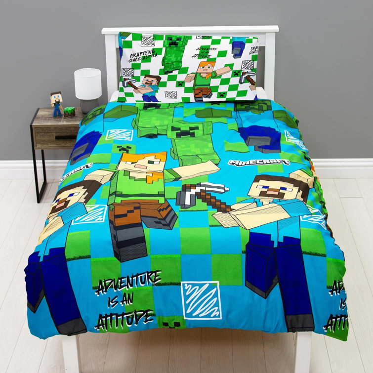 Character World Minecraft Duvet Cover Set with Pillowcases | Wayfair.co.uk