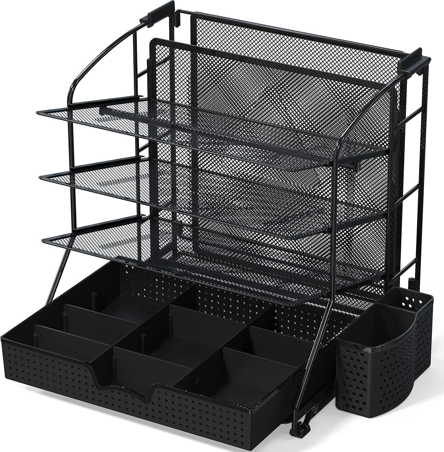 Brayden Studio® Black Desktop Document Tray Organizer: Sliding Drawer ...