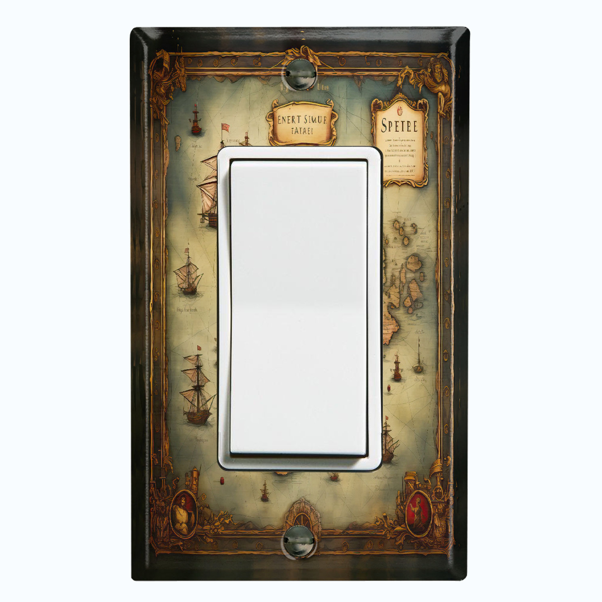 WorldAcc Metal Light Switch Plate Outlet Cover (Ship Travel World Map ...