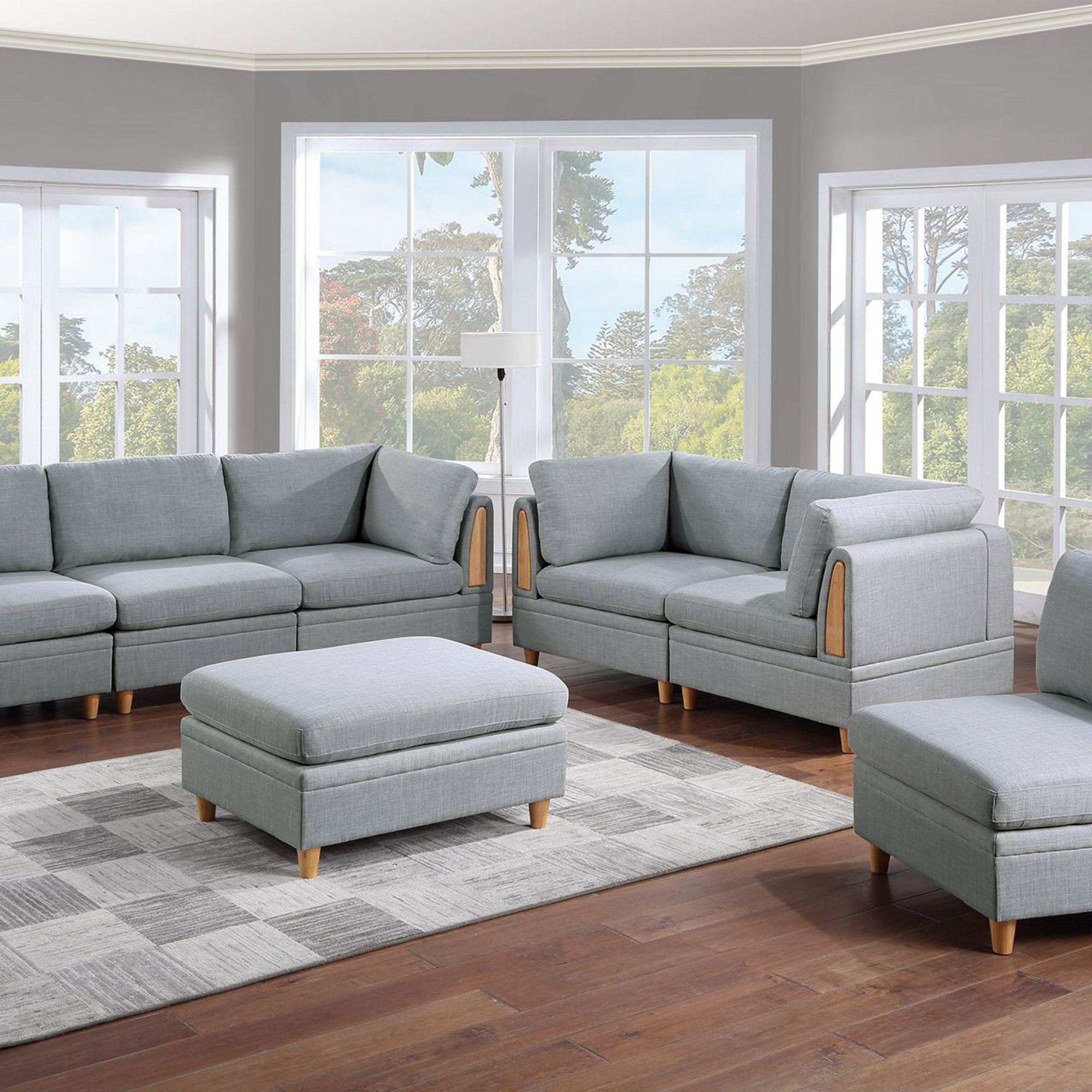 Hokku Designs Living Room Furniture 7Pc Modular Sofa Set Dorris Fabric ...