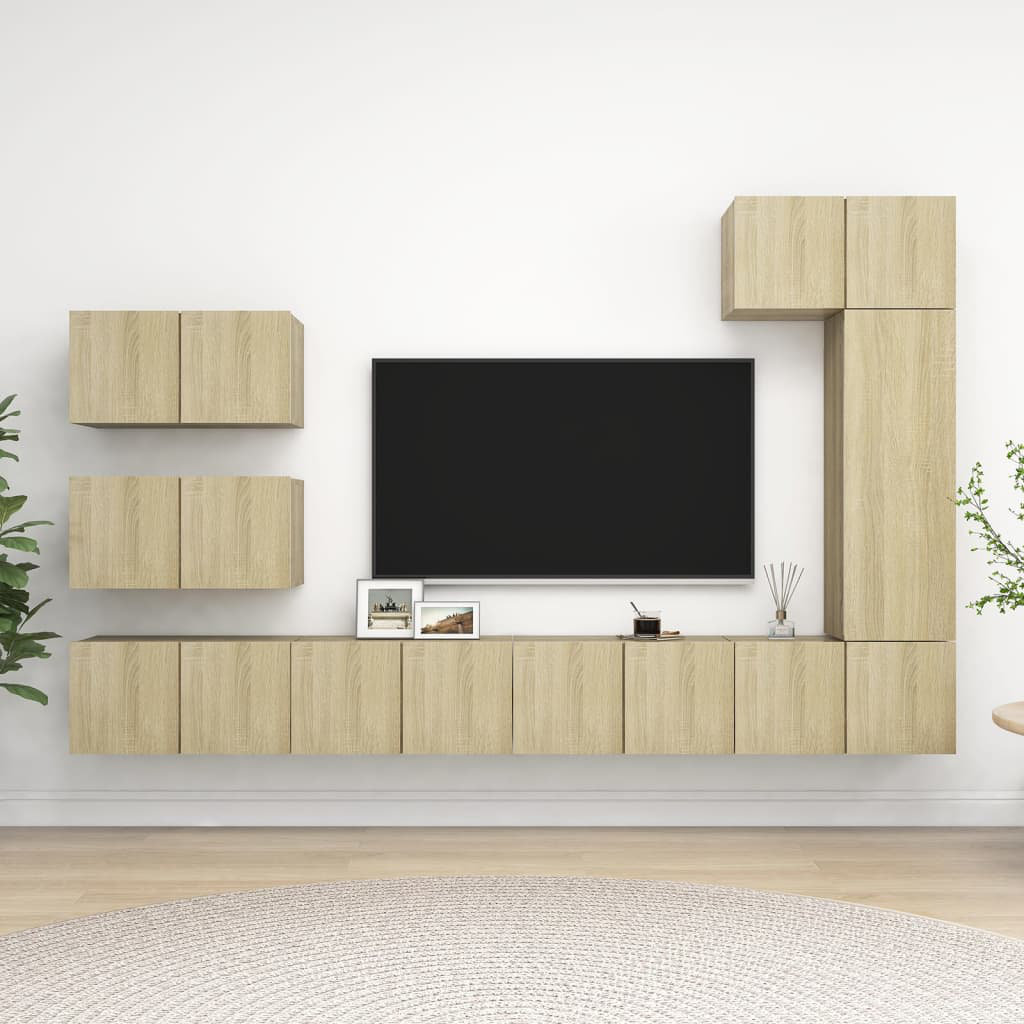 vidaXL TV Stand Set TV Console Sideboard TV Unit Cupboard Engineered ...