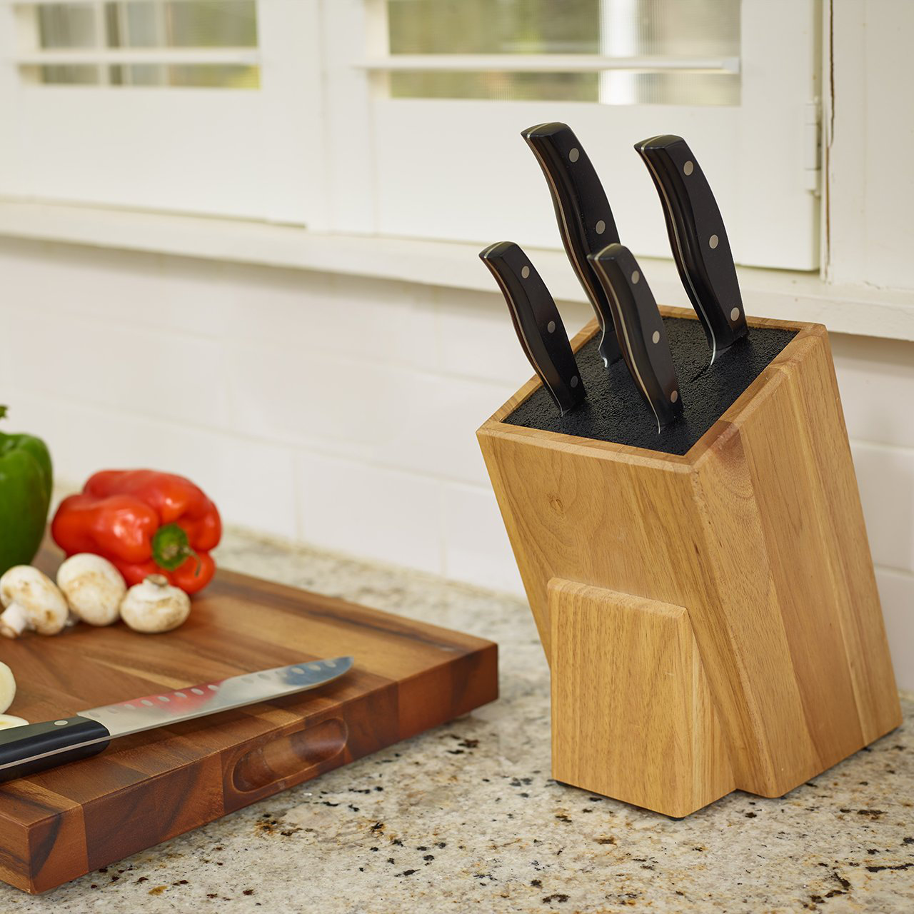 HUDSON & ASHTON LLC Dice Knife Block, Light Oak Woodgrain | Wayfair