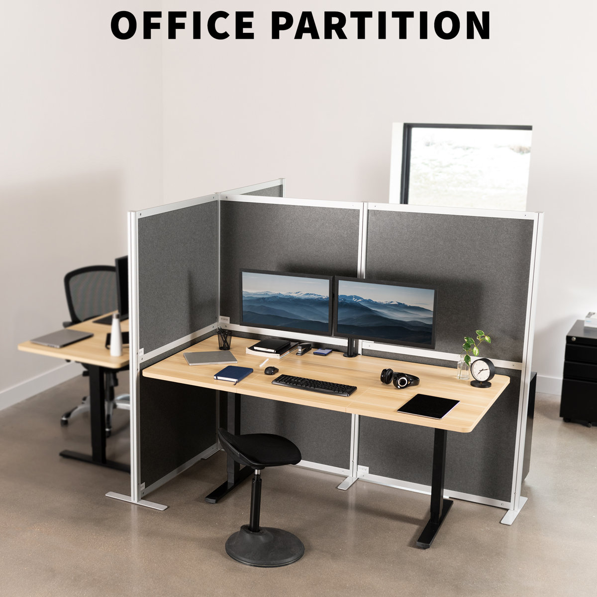 VIVO T-Shaped Modular Wall System, 4 PET Panels, Modern Office Cubicle ...