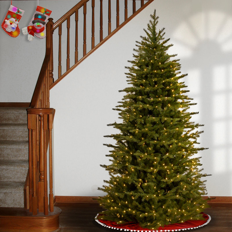 The Holiday Aisle® 7.5ft. Nordic Spruce Slim Tree with Dual Color LED ...