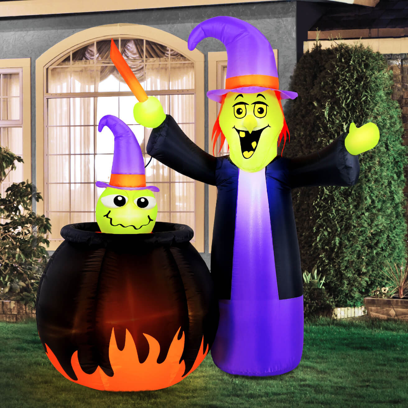 The Holiday Aisle® Halloween 5 Foot Inflatable Animated Witch With ...