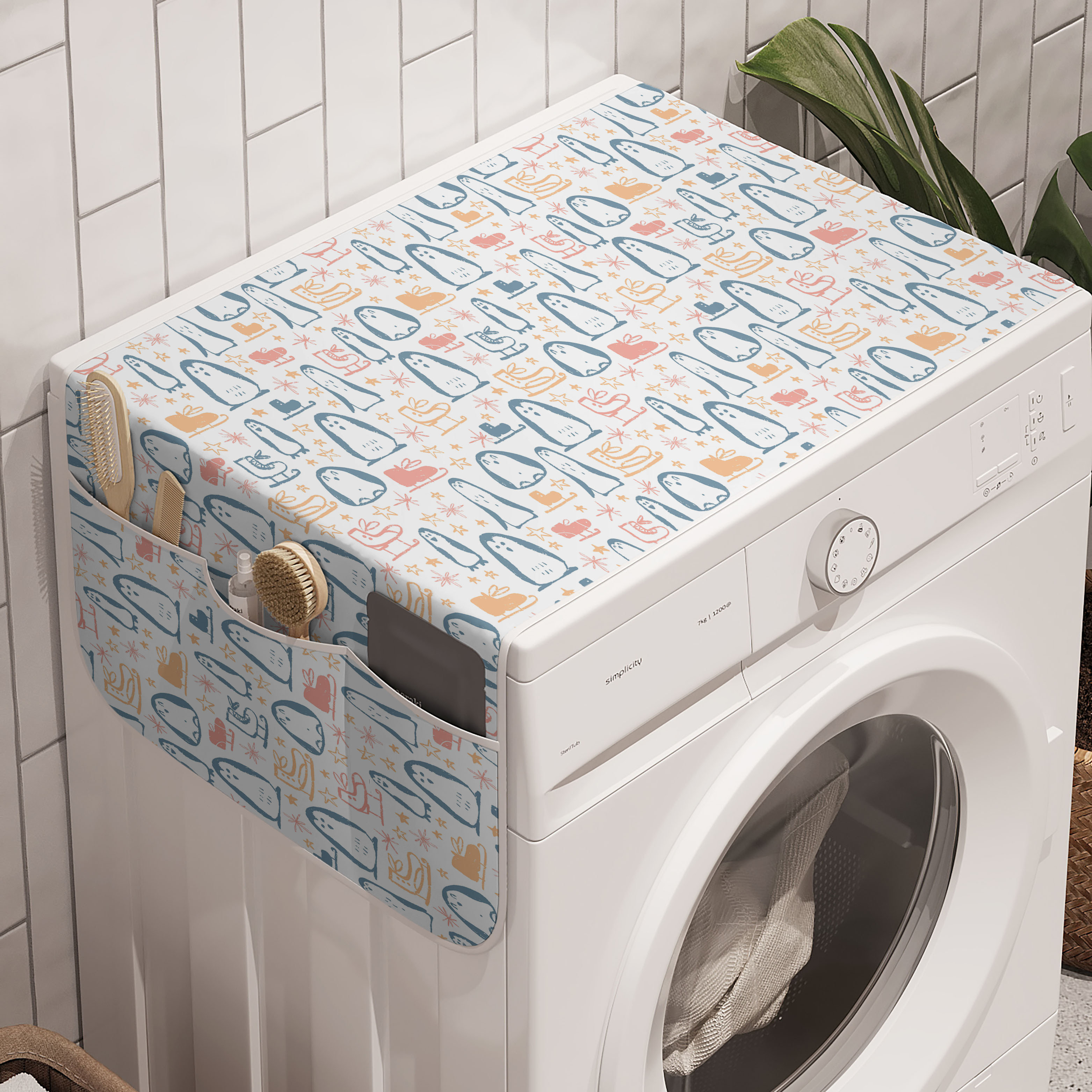 East Urban Home Penguin Washing Machine Organizer Pack of 2 47" x 18.5 ...