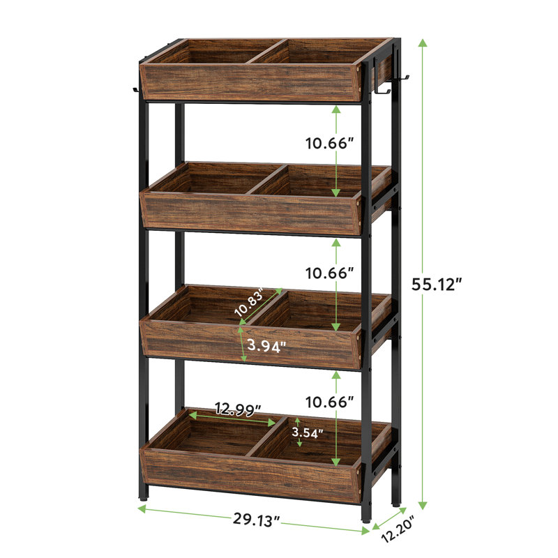 17 Stories Berendo Tall Wood Vegetable Fruit Rack Snack Rack & Reviews ...