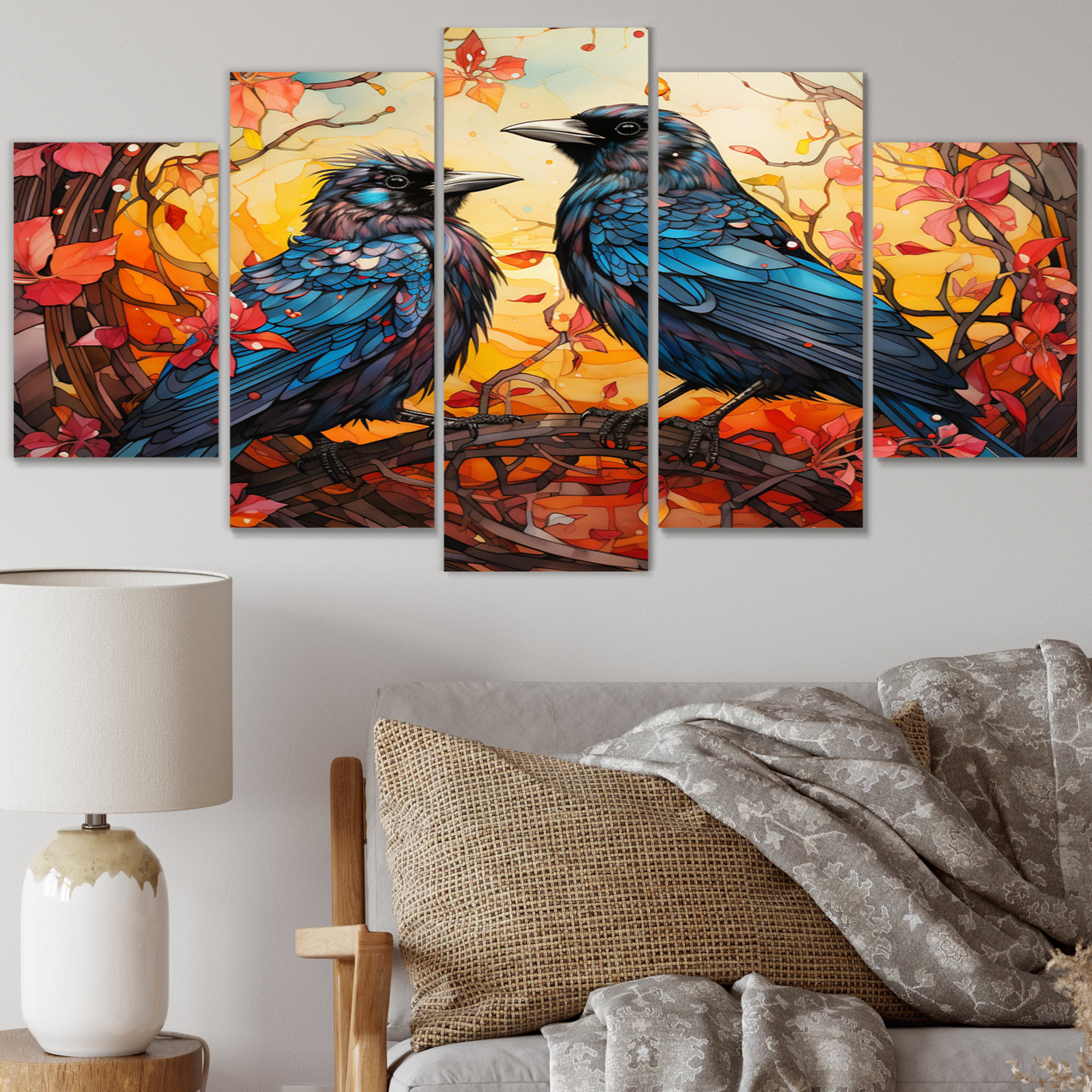 Design Art Crow Crowed Sovereigns - Animals Metal Wall Art Prints Set ...