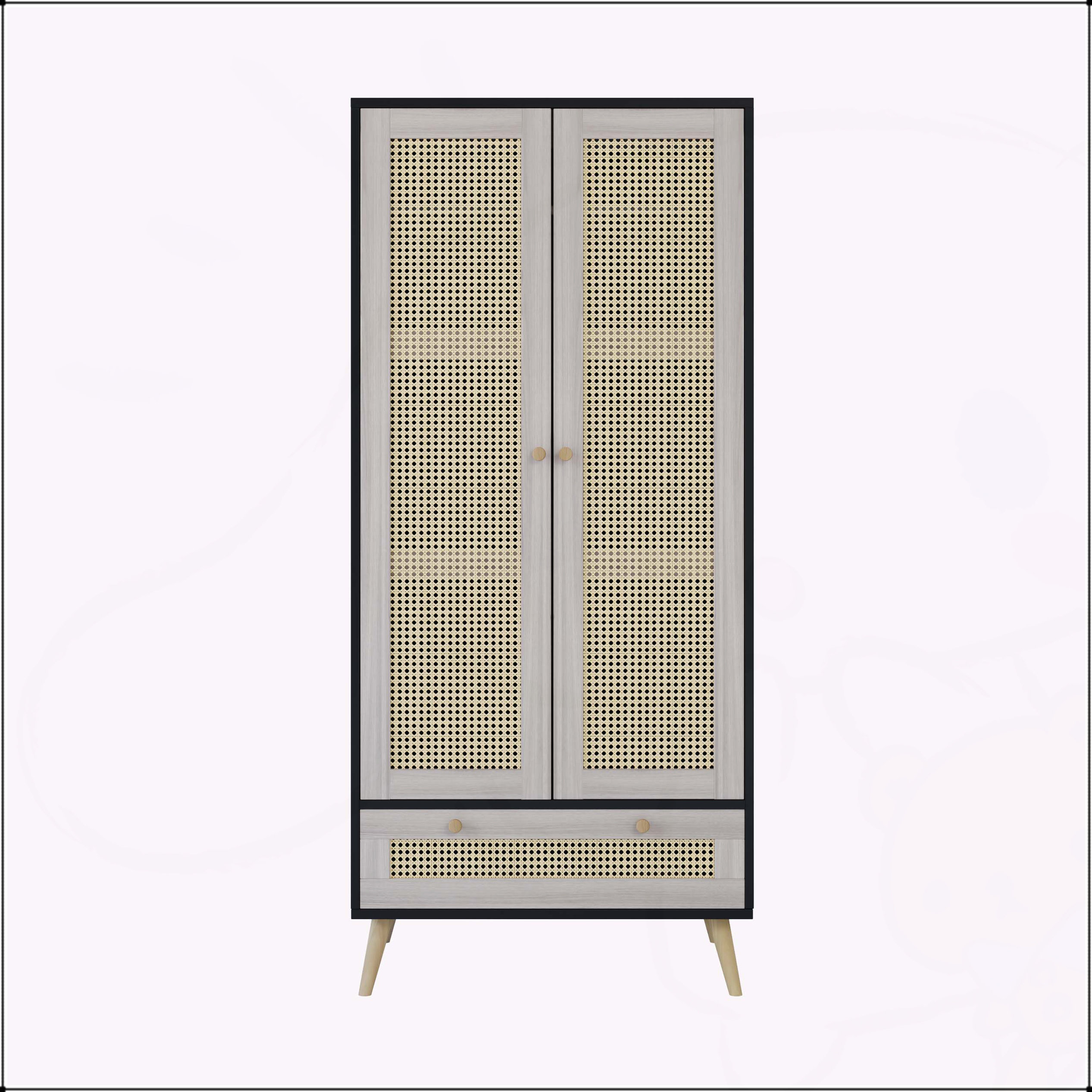 Dovecove Versatile Armoire Wardrobe with Rattan Doors and Multiple ...