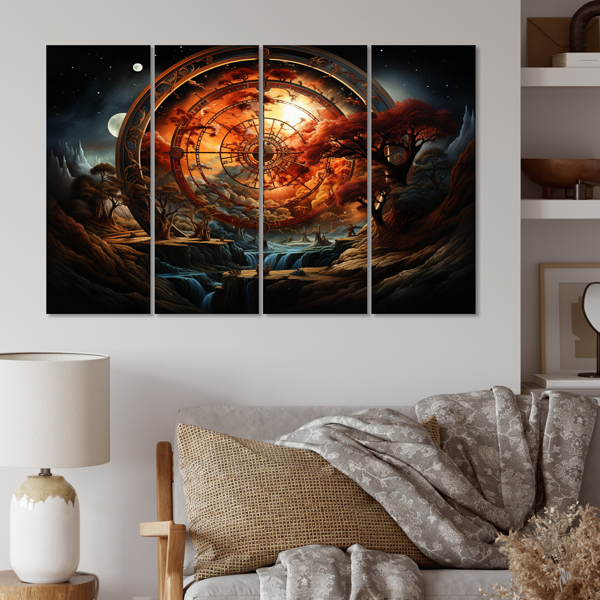 DesignArt Orange Buddhist Art Wheel Of " Orange Buddhist Art Wheel Of ...