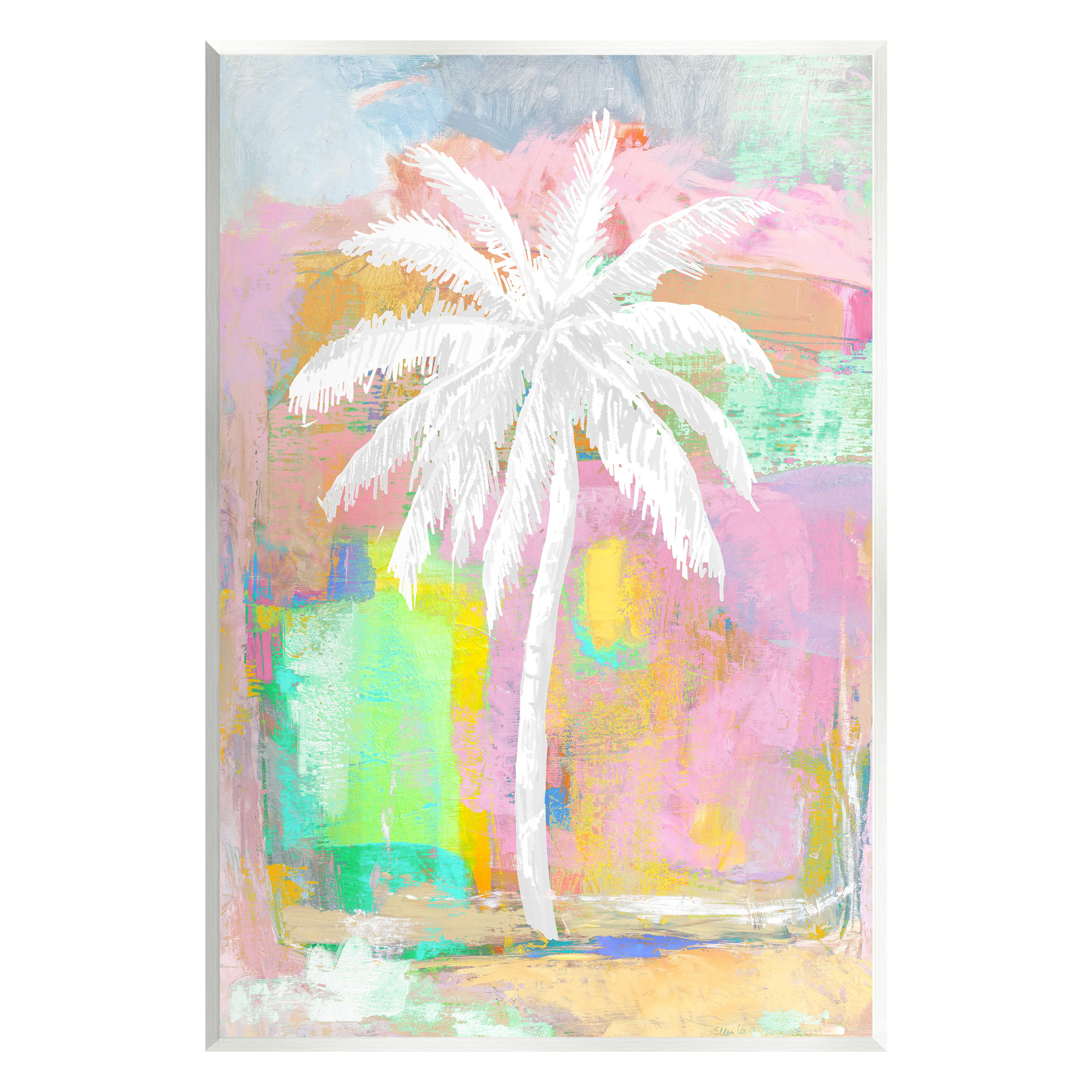 Stupell Industries Pastel Palm Tree Tropical Layered Brush Strokes by ...