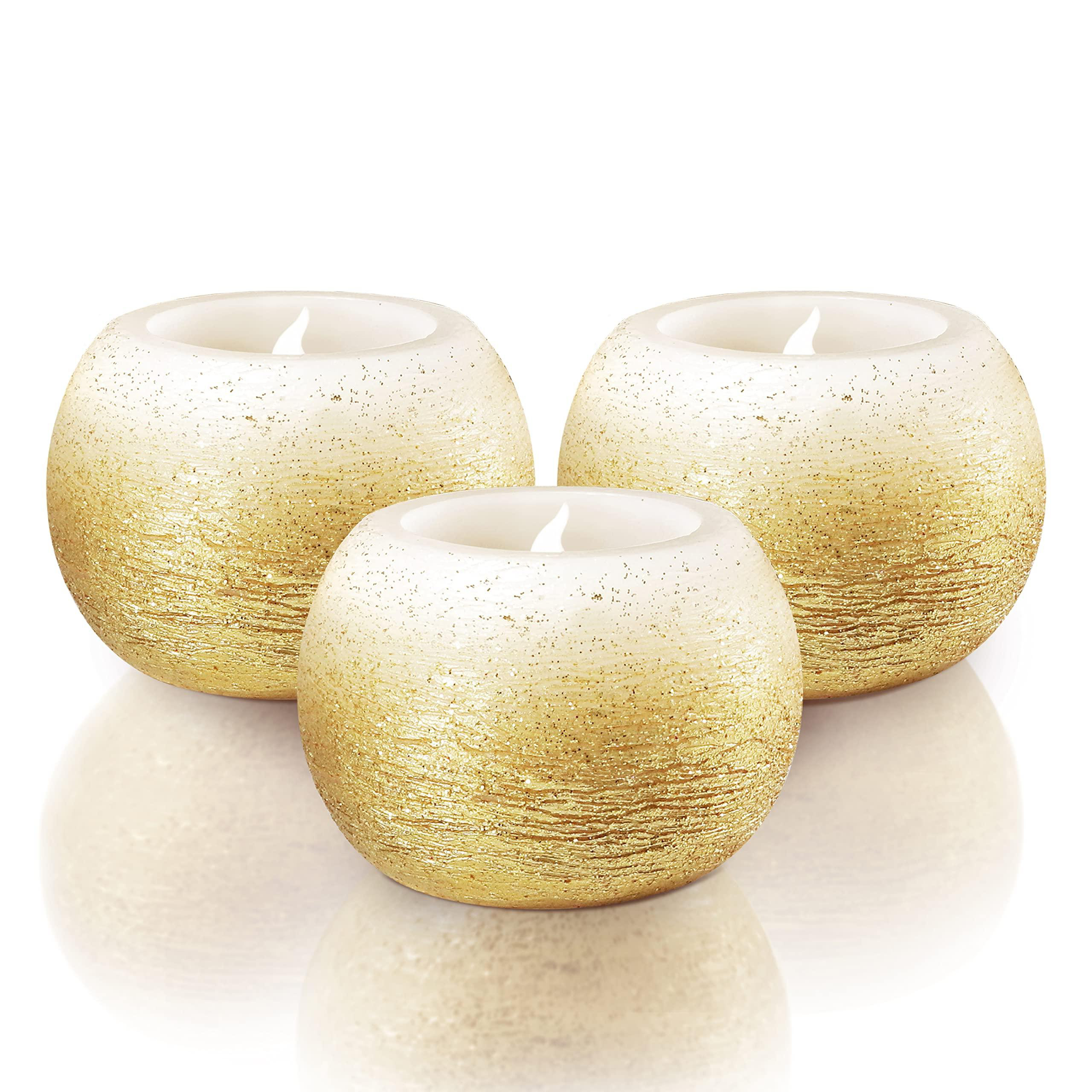 Symple Stuff Pack of 3 Black Glitter Real Wax Flameless Candles | Wayfair