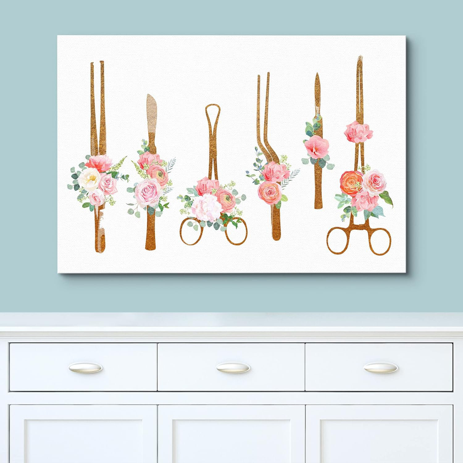 IDEA4WALL Doctor's Tools Forceps Scalpel Flowers Medical Health Modern ...