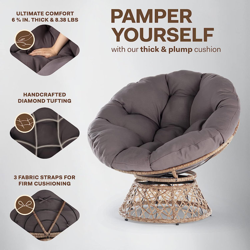 Bayou Breeze Ariyelle Swivel Papasan Accent Chair with Extra Thick ...