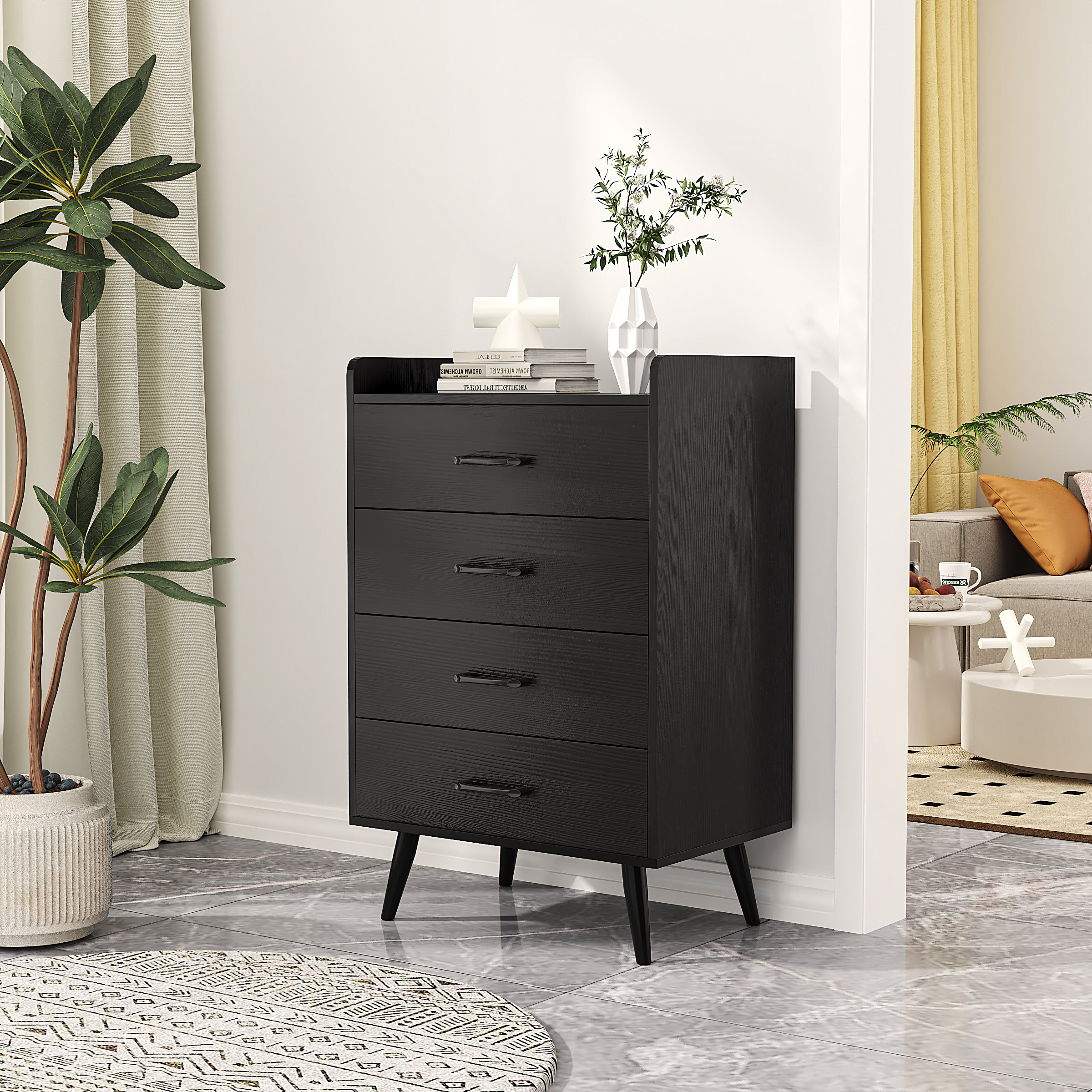 The Twillery Co. Commode verticale 23,62 po avec 4 tiroirs en tissu ...
