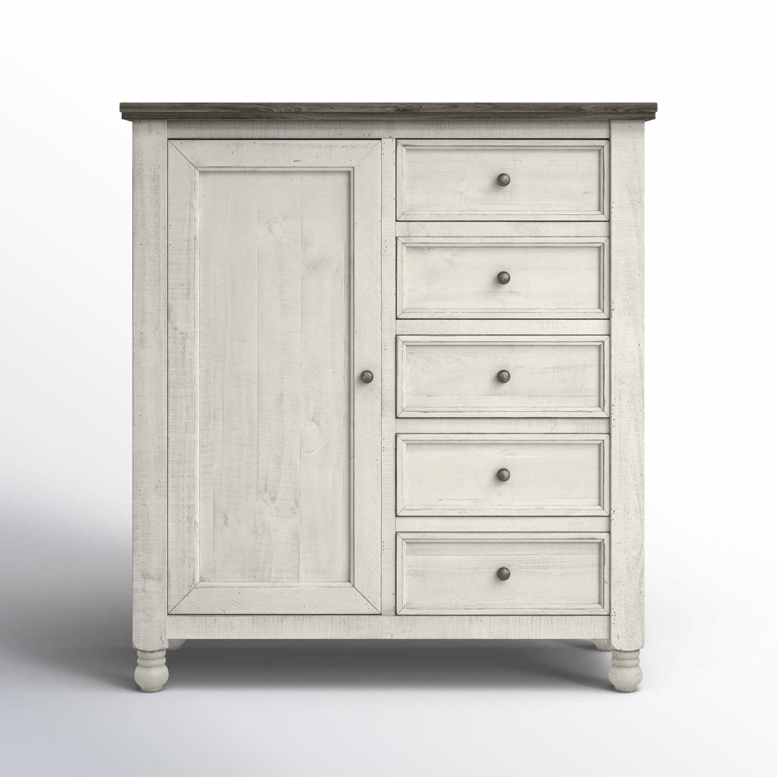 One Allium Way® Glenna 5 Drawer 55" W Solid Wood Combo Dresser | Wayfair