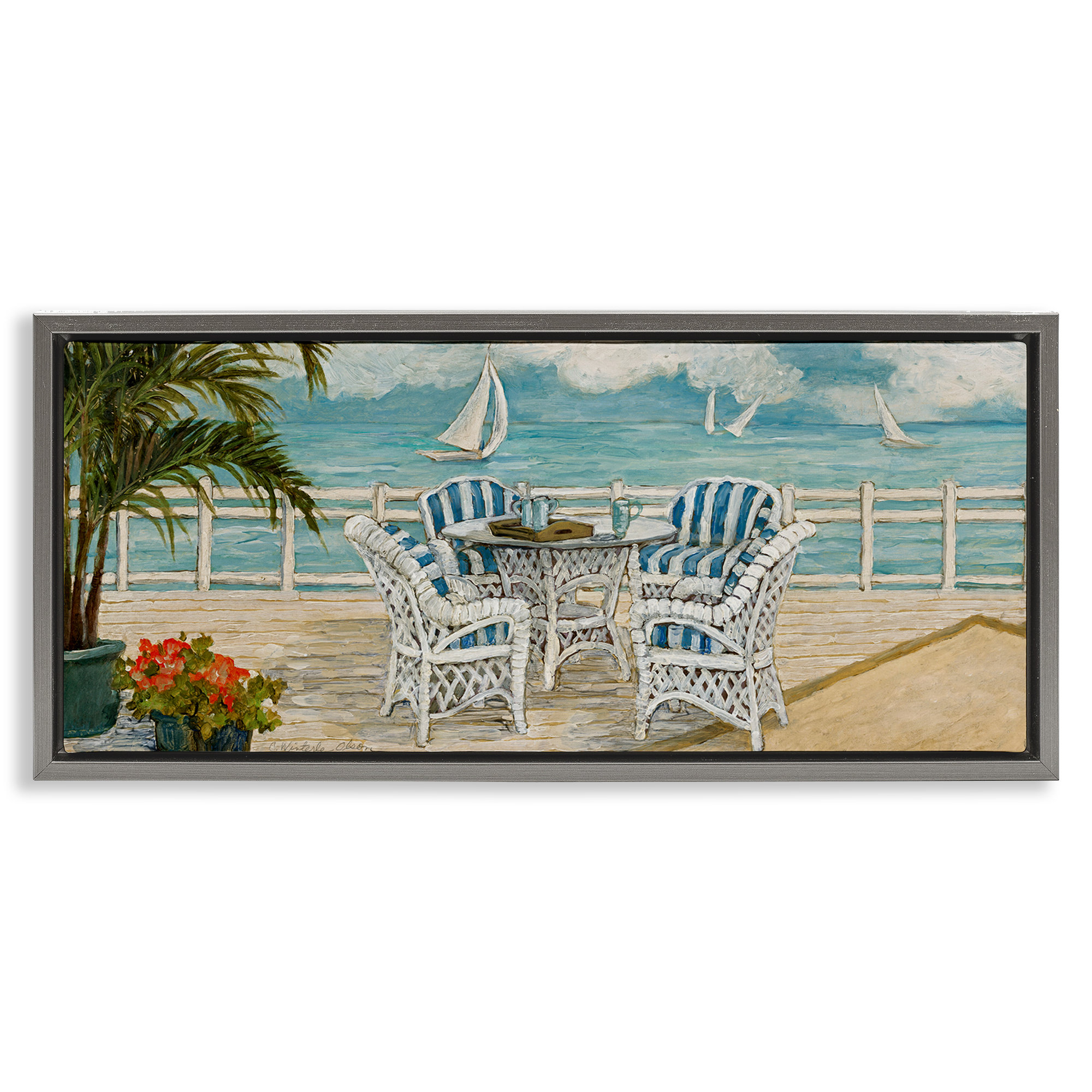 Ophelia & Co. Summer Beach View Deck Floating Frame, design by Charlene ...