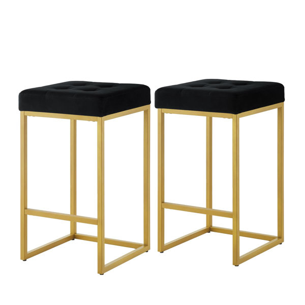 Everly Quinn Contemporary Counter Height Bar Stool Set Of 2 For Kitchen ...