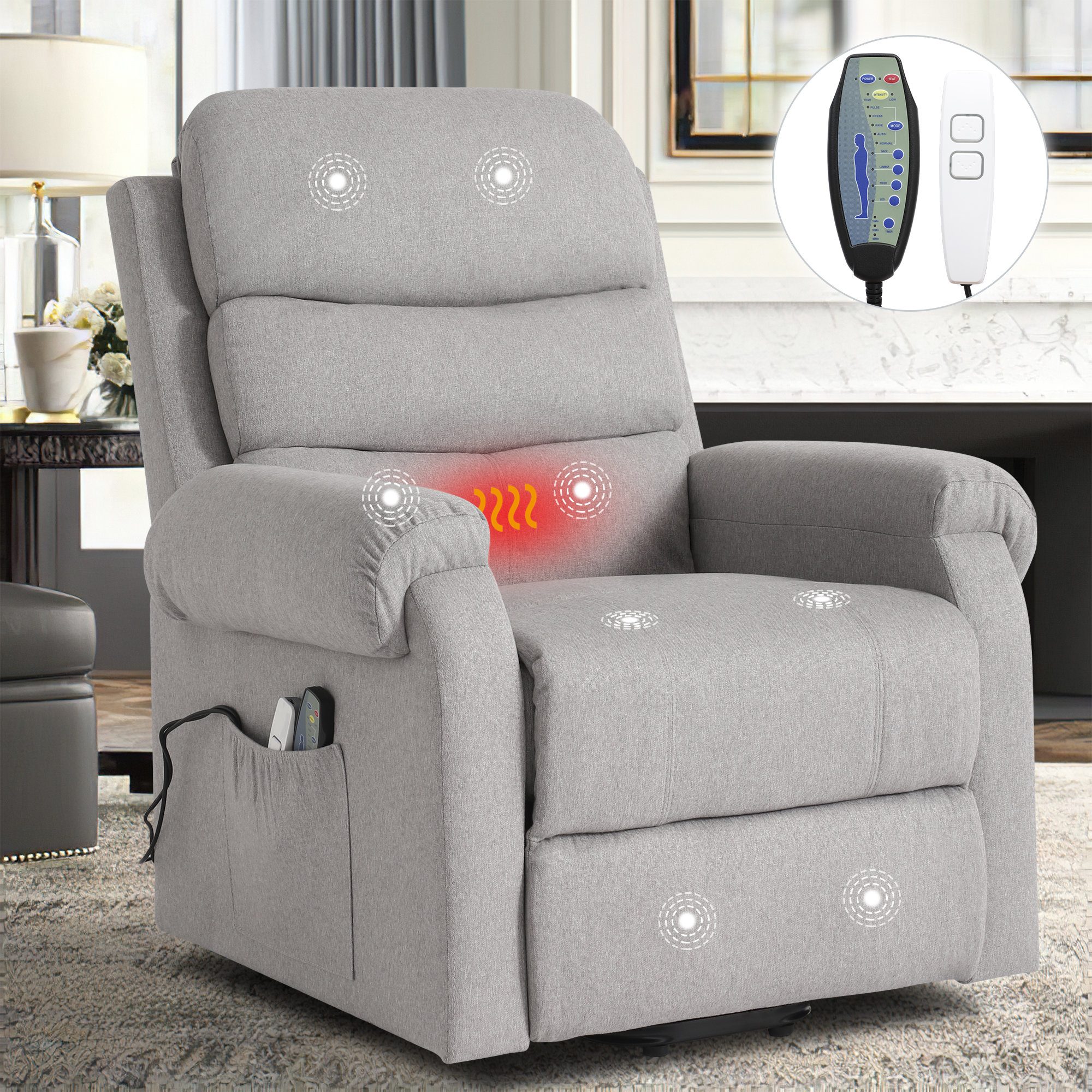 Ebern Designs Power Reclining Heated Massage Chair & Reviews | Wayfair