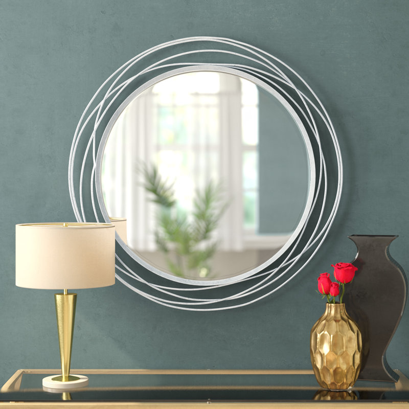 Etta Avenue Javin Round Metal Swirl Framed Wall Mounted Accent Mirror ...