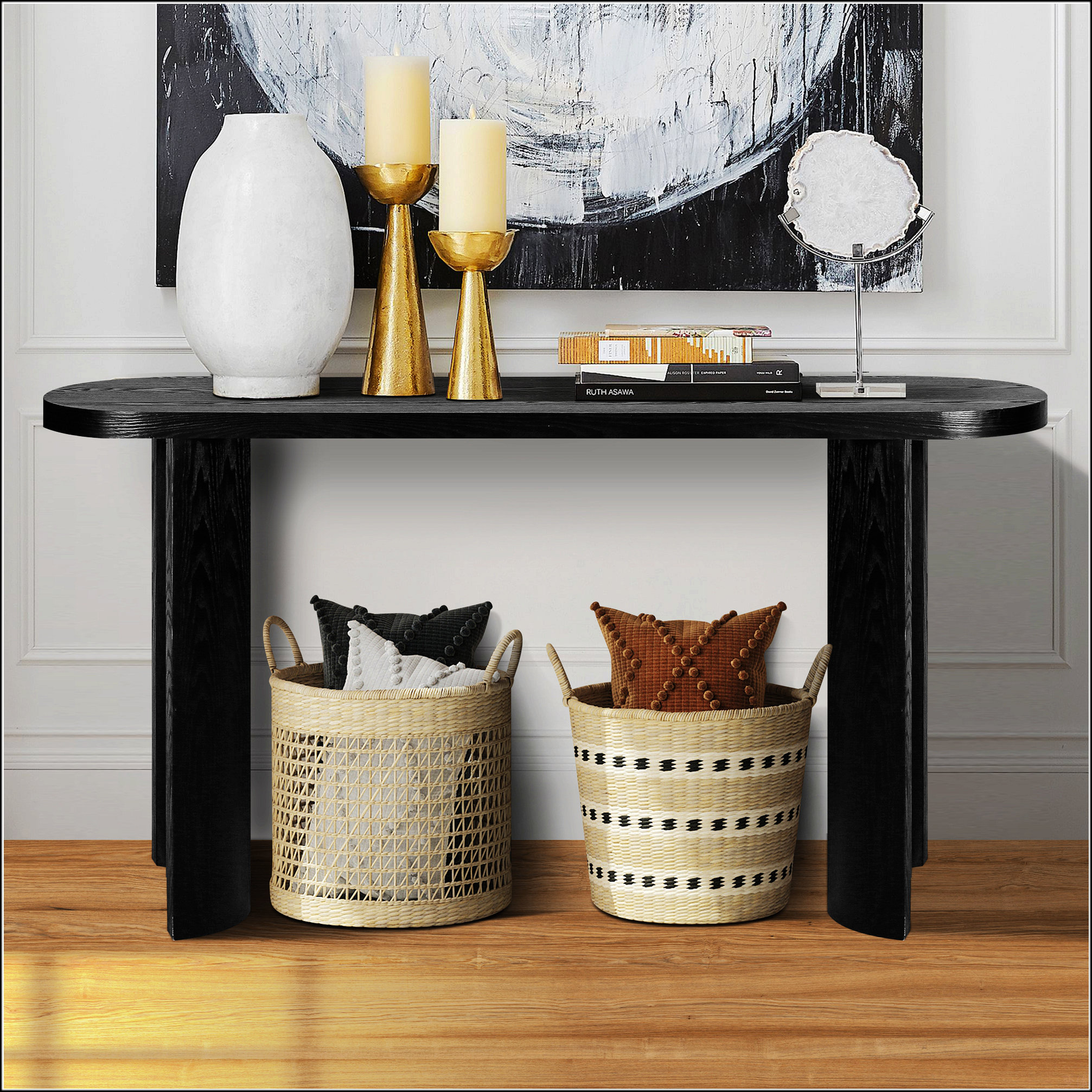 Latitude Run® Thick Top Entryway Table with Curved Legs | Wayfair