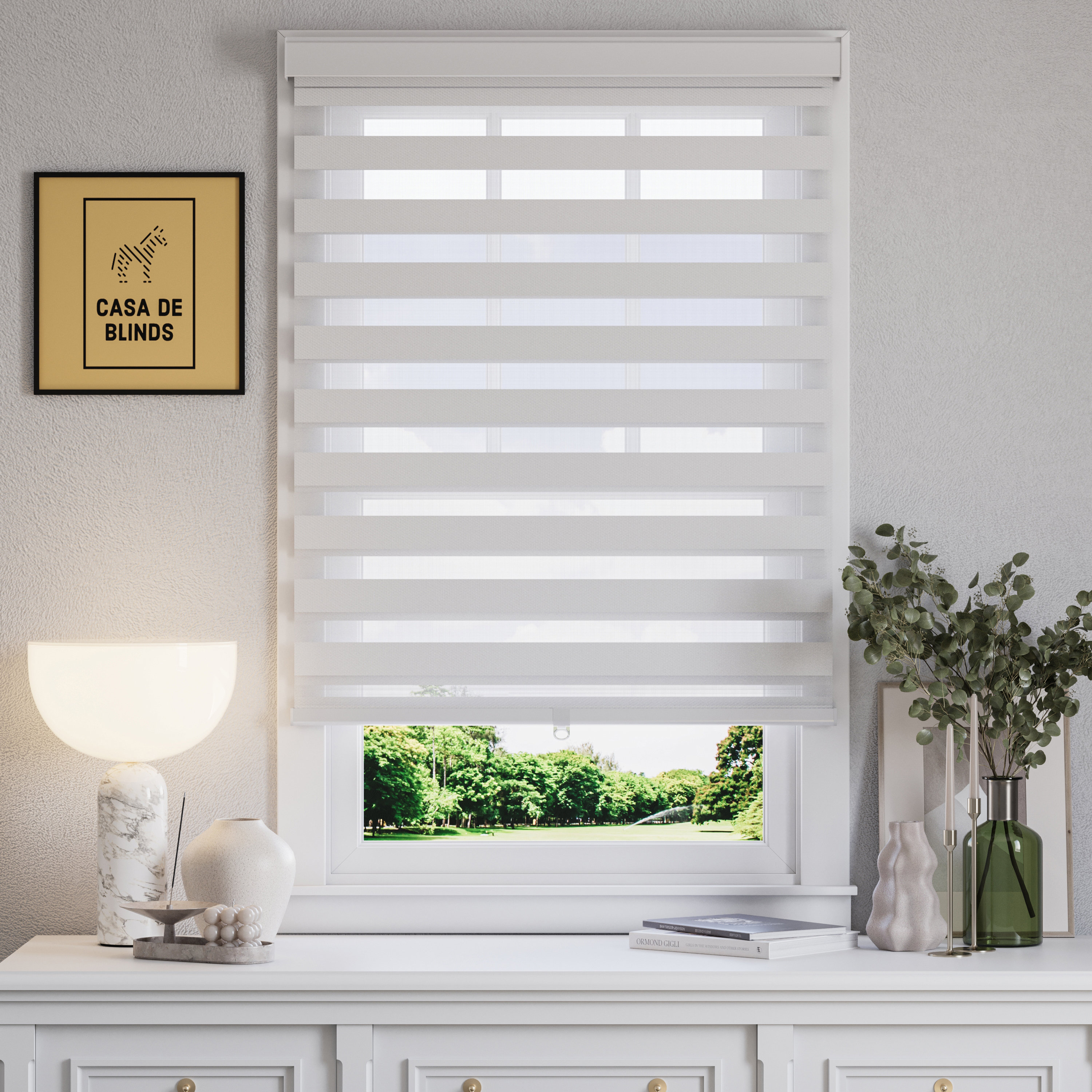 Symple Stuff Zebra Blinds Window Dual Layer Roller Shades, Cordless ...