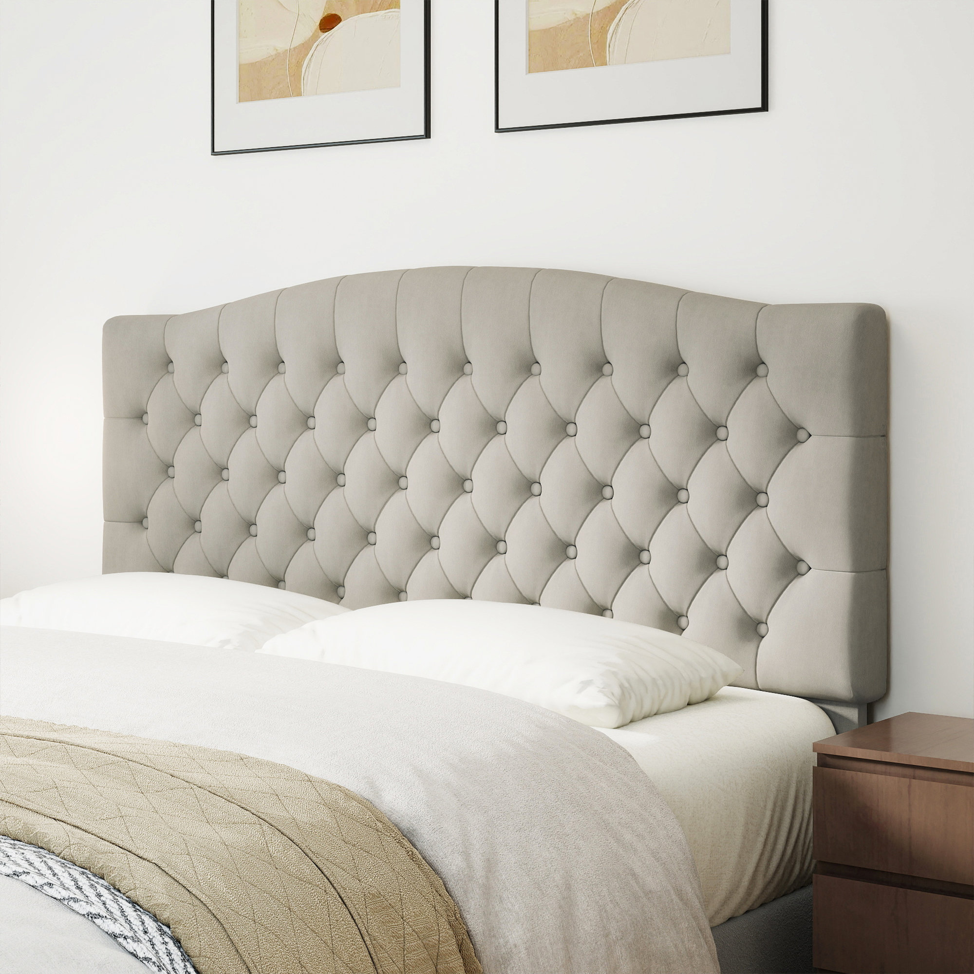 Mercer41 Queen/Full Size Upholstered Headboard, Wall Mountable & Height ...