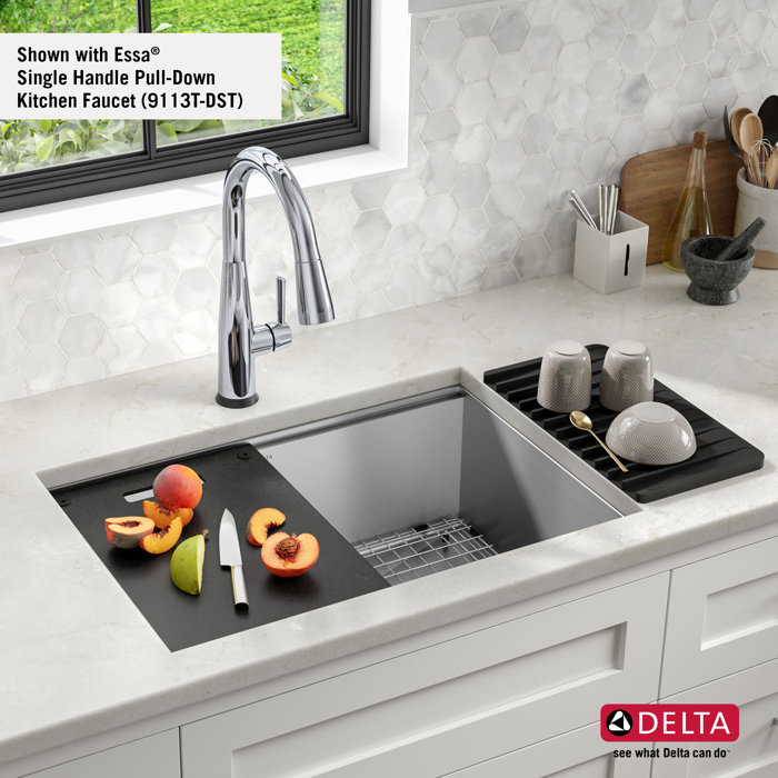 Delta Rivet™ 27" L Workstation Kitchen Sink Undermount 16 Gauge ...