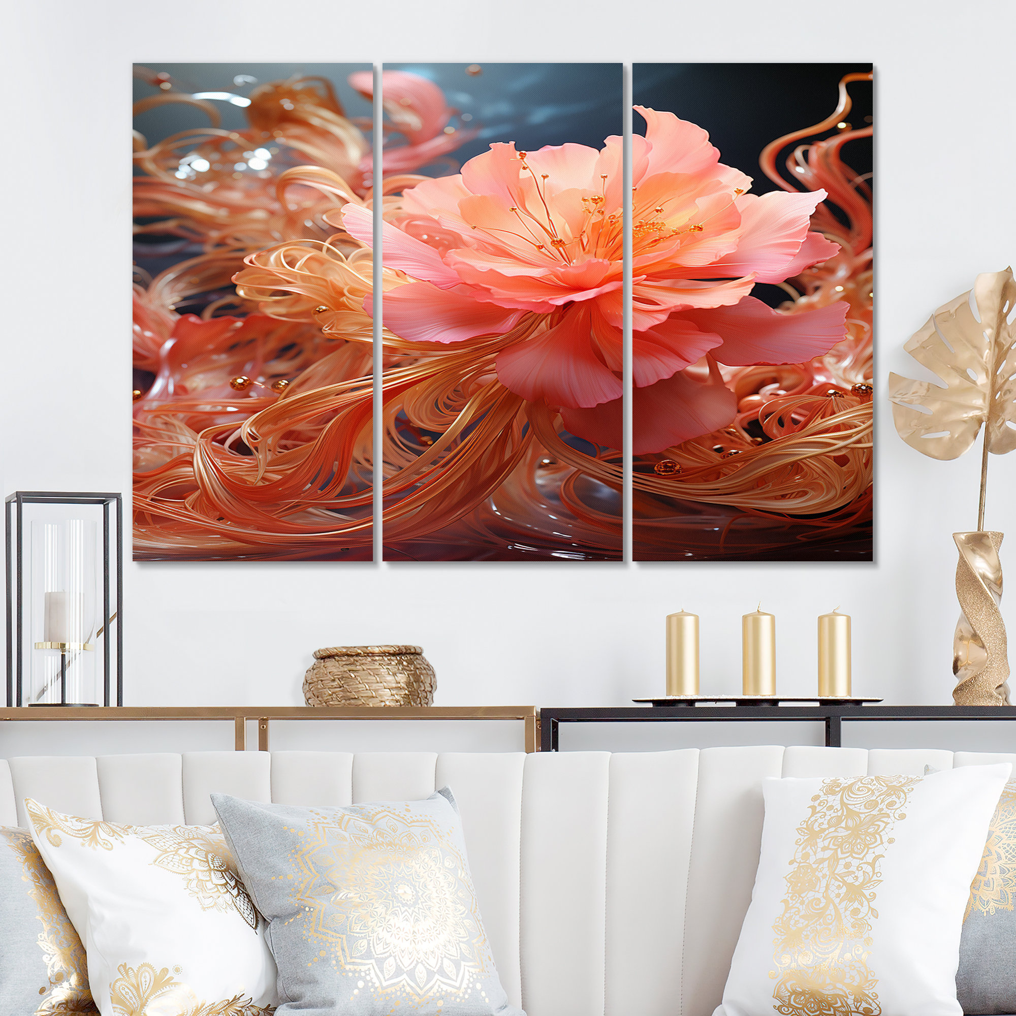 Design Art Liquid Flower Art Tender White And Light Pink V - Abstract ...